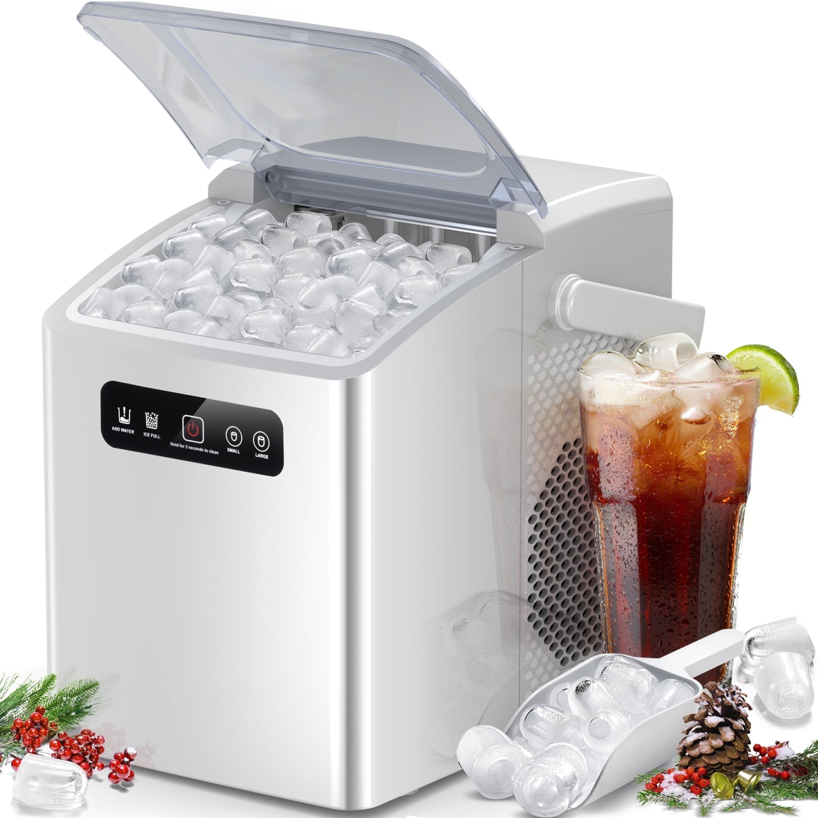 KISSAIR Small Countertop Ice Maker, 26Lbs/24Hrs, 9 Cubes in 6 Mins ...