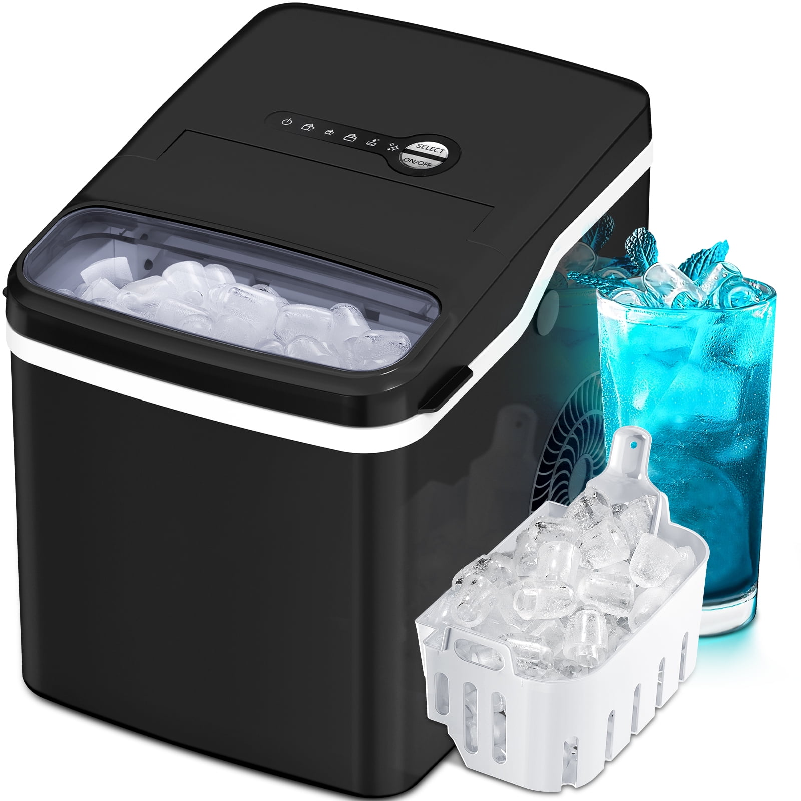 Auseo Portable Ice Maker Countertop, One-Click Operation Ice Makers ...
