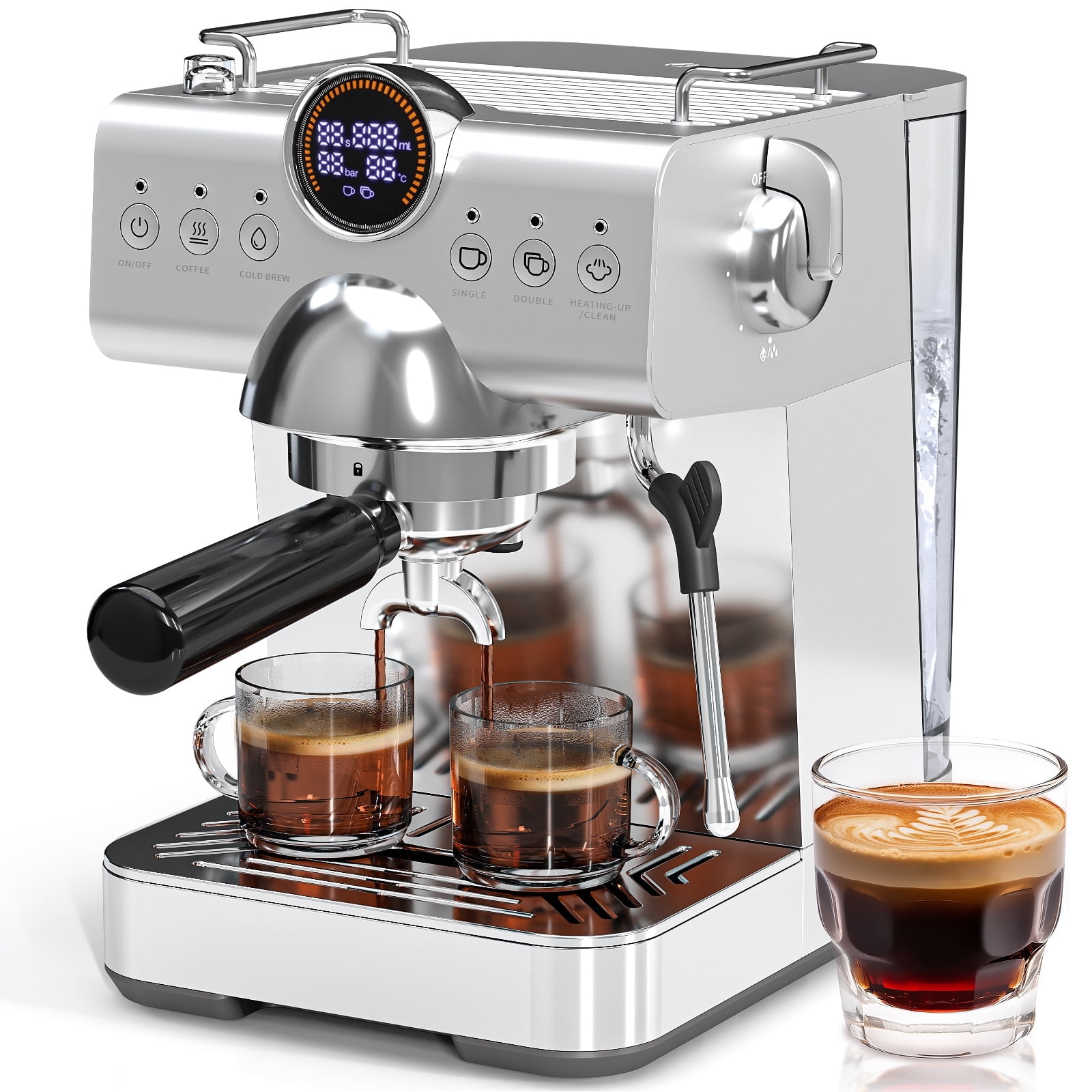 Auseo Pro Espresso Machine with Cold Brew & Milk Frother, 20-Bar ...