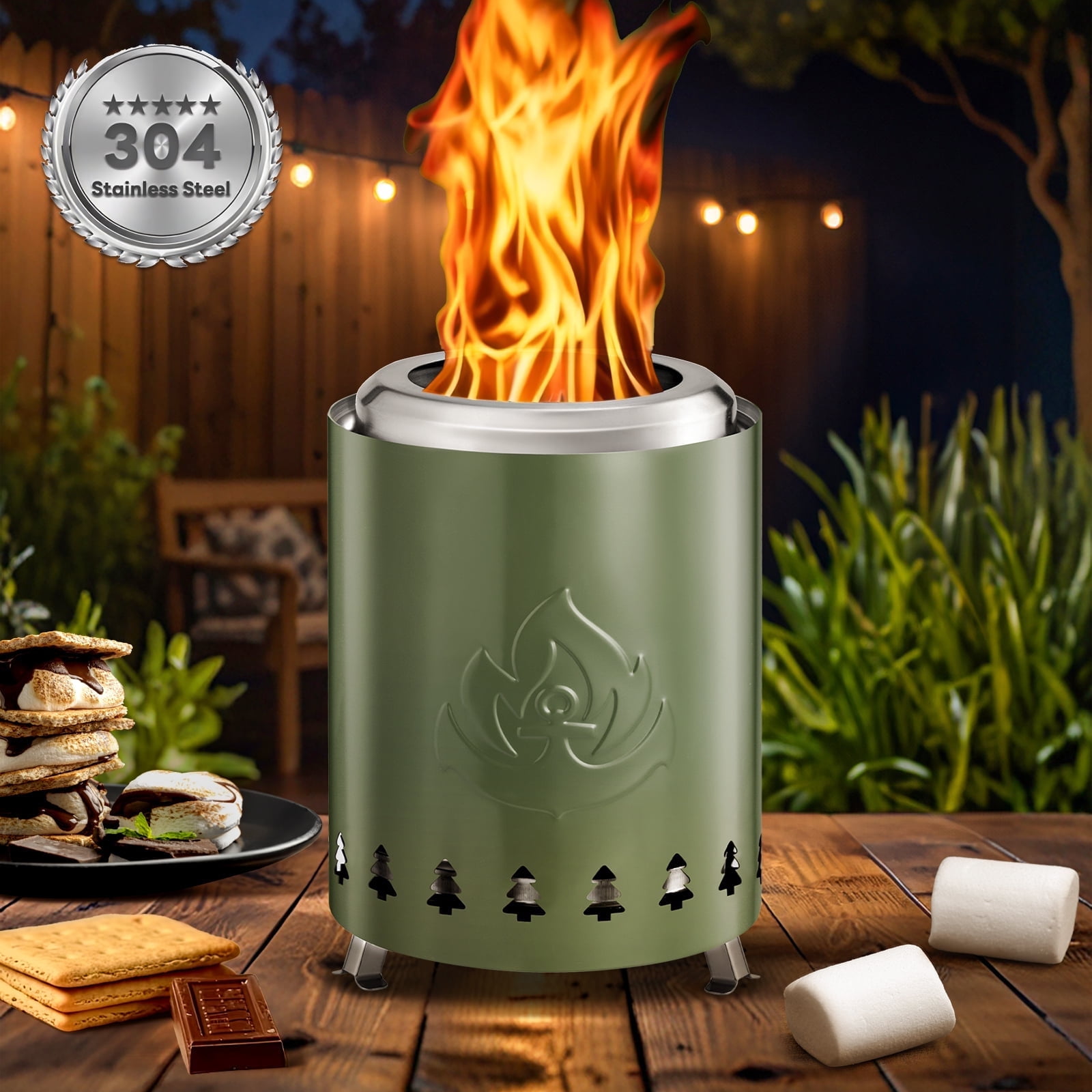 Auseo Tabletop Fire Pit Smokeless Outdoor Mini Fire Compact & Portable ...