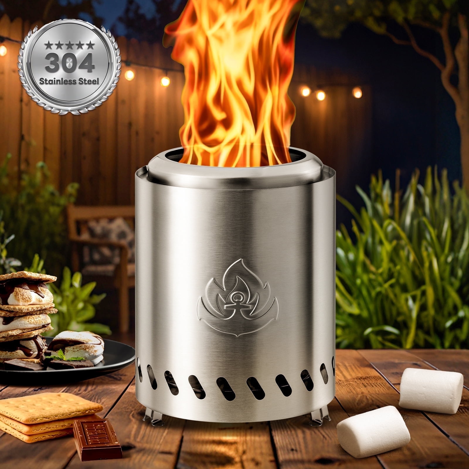 Auseo Tabletop Fire Pit Smokeless Outdoor Mini Fire Compact & Portable ...