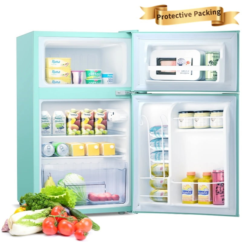 Auseo 3.1Cu.ft Double Door Mini Fridge, Low Noise, Adjustable Temp ...