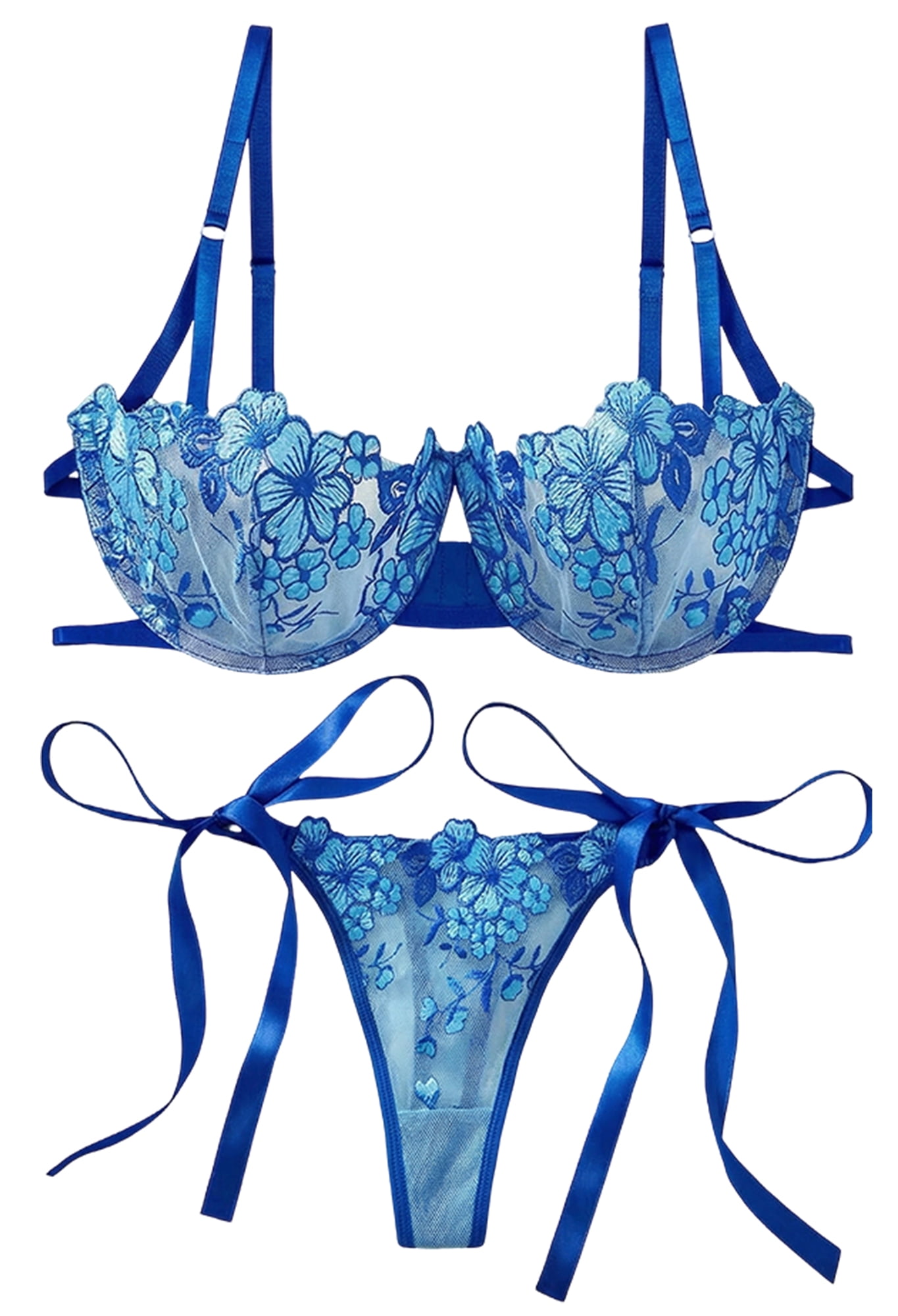 Ausing Women’s 2 Piece Sheer Lace Bra and Panty Set Cute Bow ...