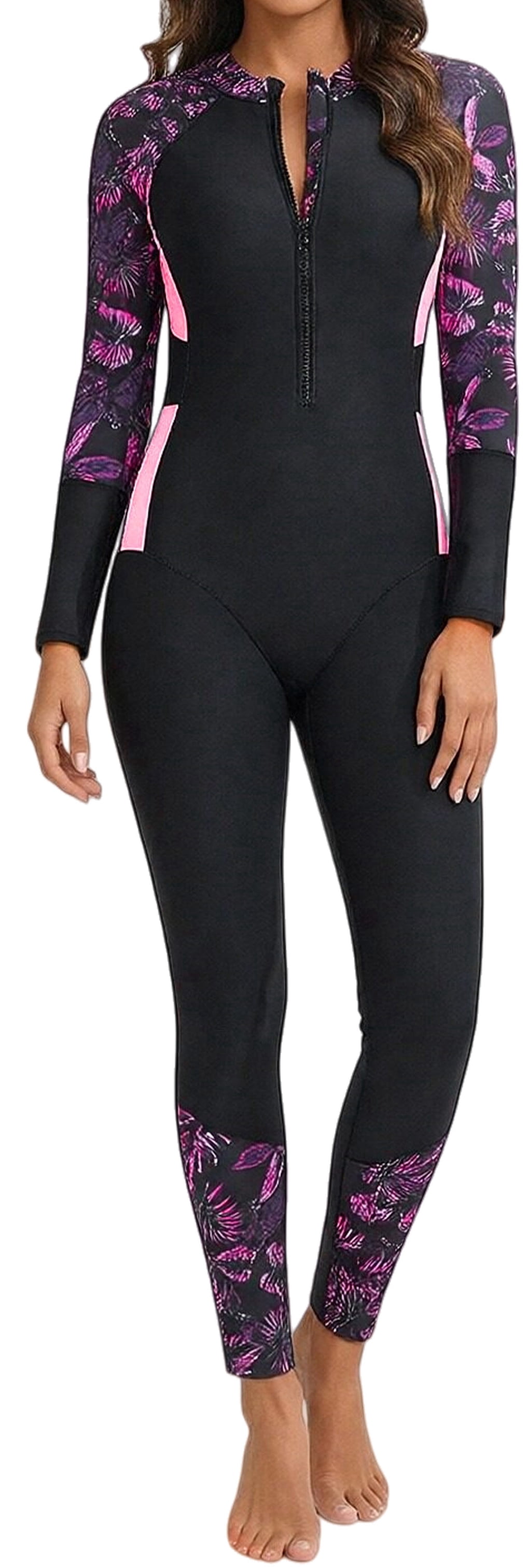 Ausing Women’s One Piece Swimsuit Floral Print Long Sleeve Long Leg ...