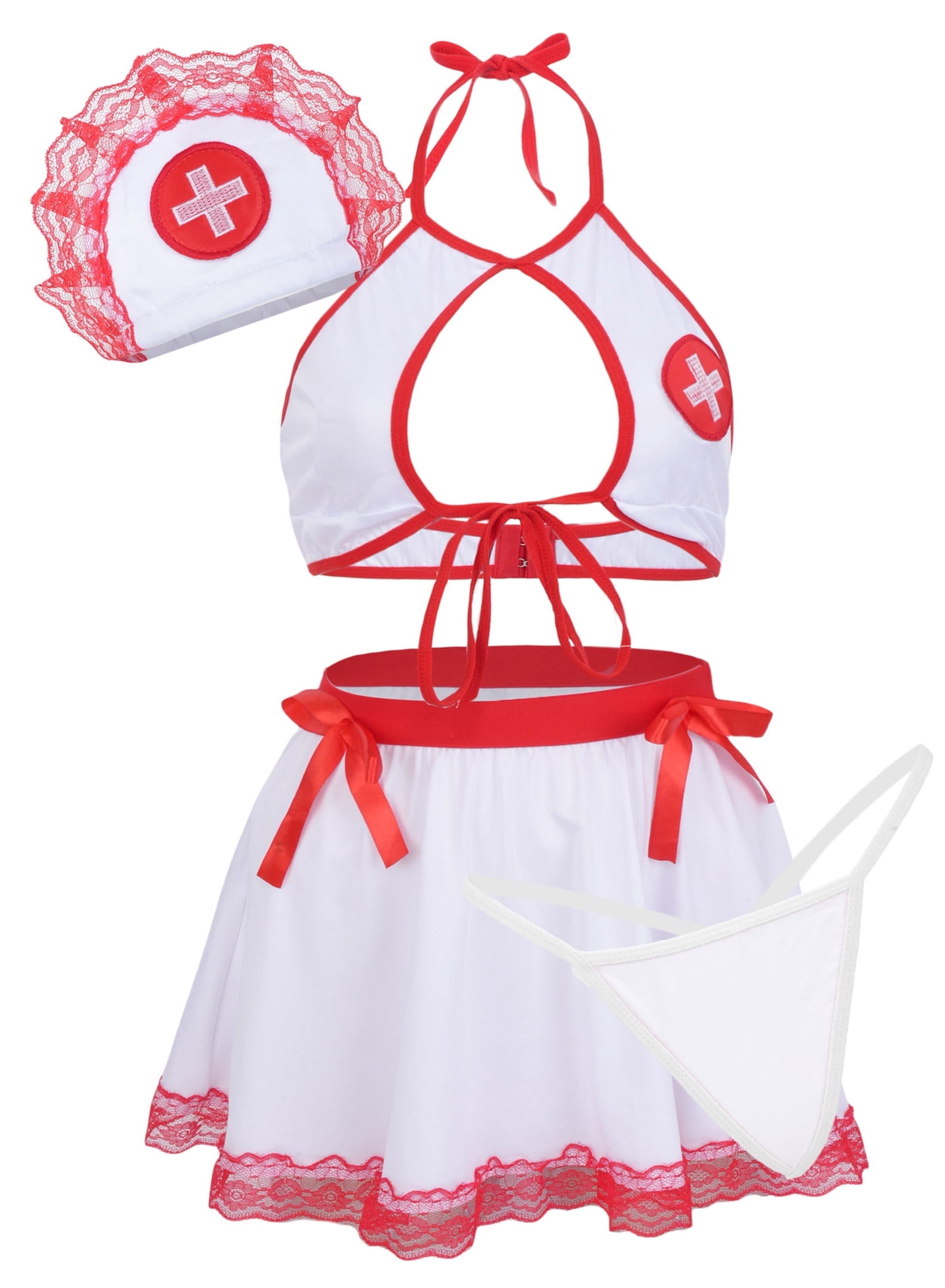 Ausing Womens Lingerie Set Nurse Role Playing Halloween Costumes Mini ...