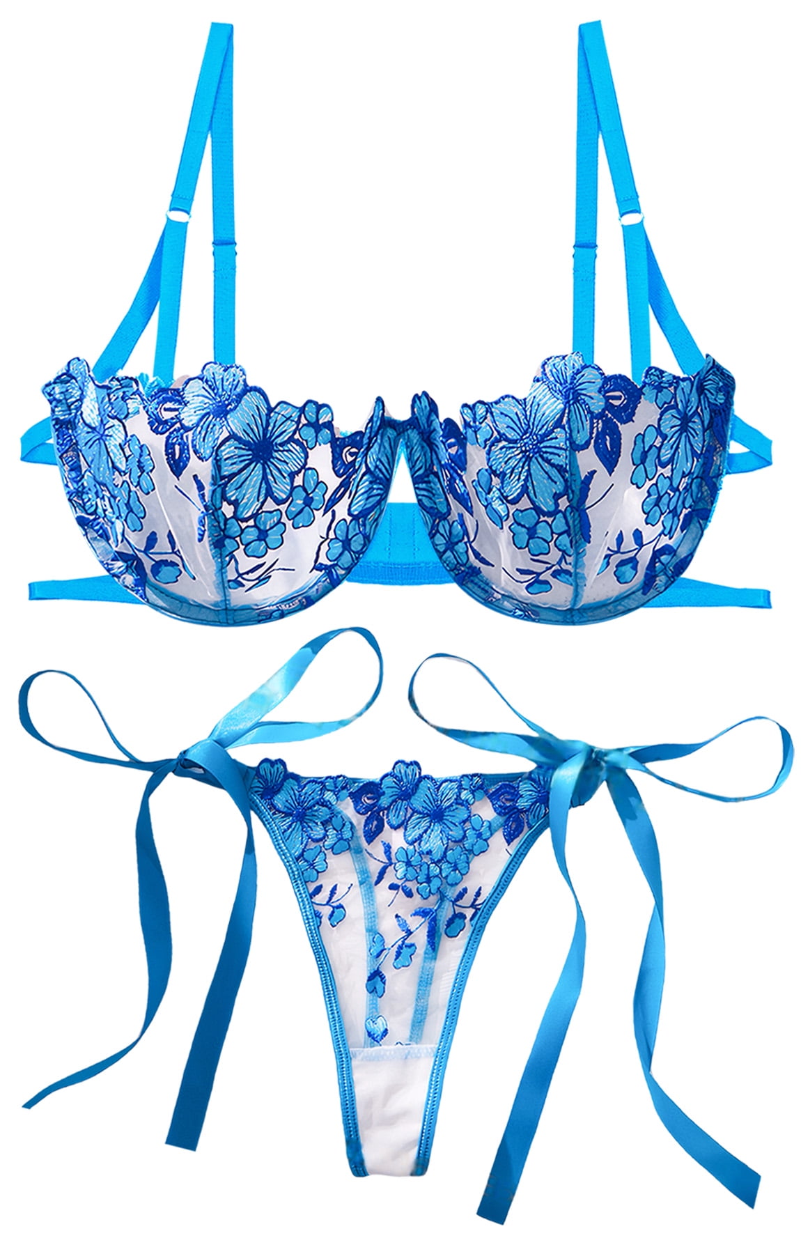 Ausing Womens Matching Underwear and Bra Lace Mesh Bralettes Set ...