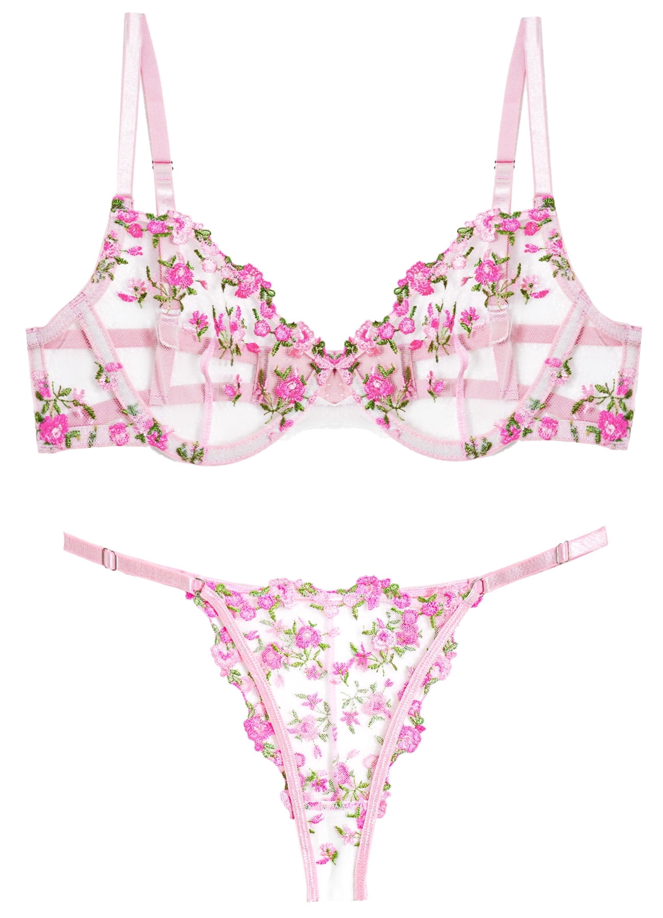 Ausing Womens Matching Underwear and Bra Lace Mesh Bralettes Set ...