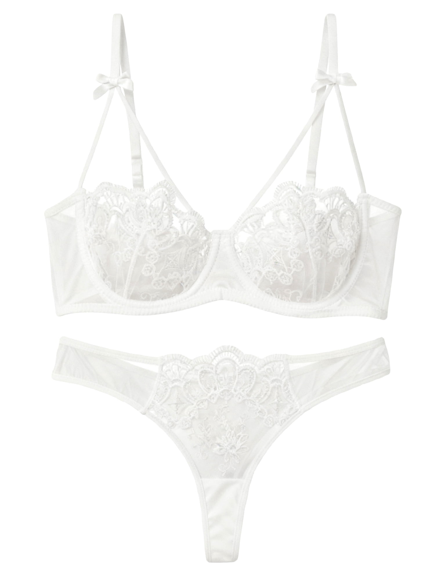 Ausing Lingerie Set Women's Sexy Embroidered Bra Panties Two Piece ...