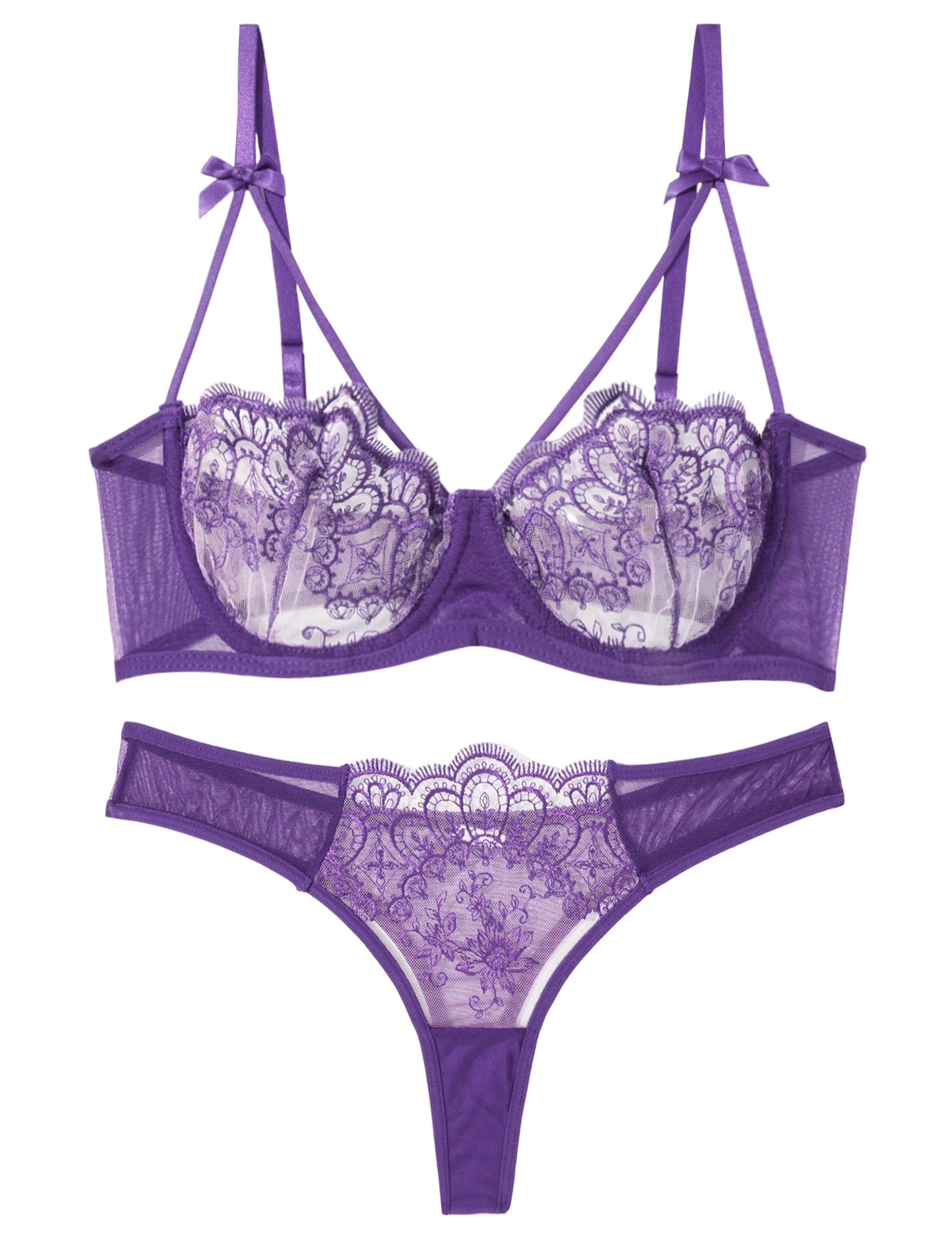 Ausing Womens Sexy Lingerie Set Floral Lace ladies Sheer Mesh ...