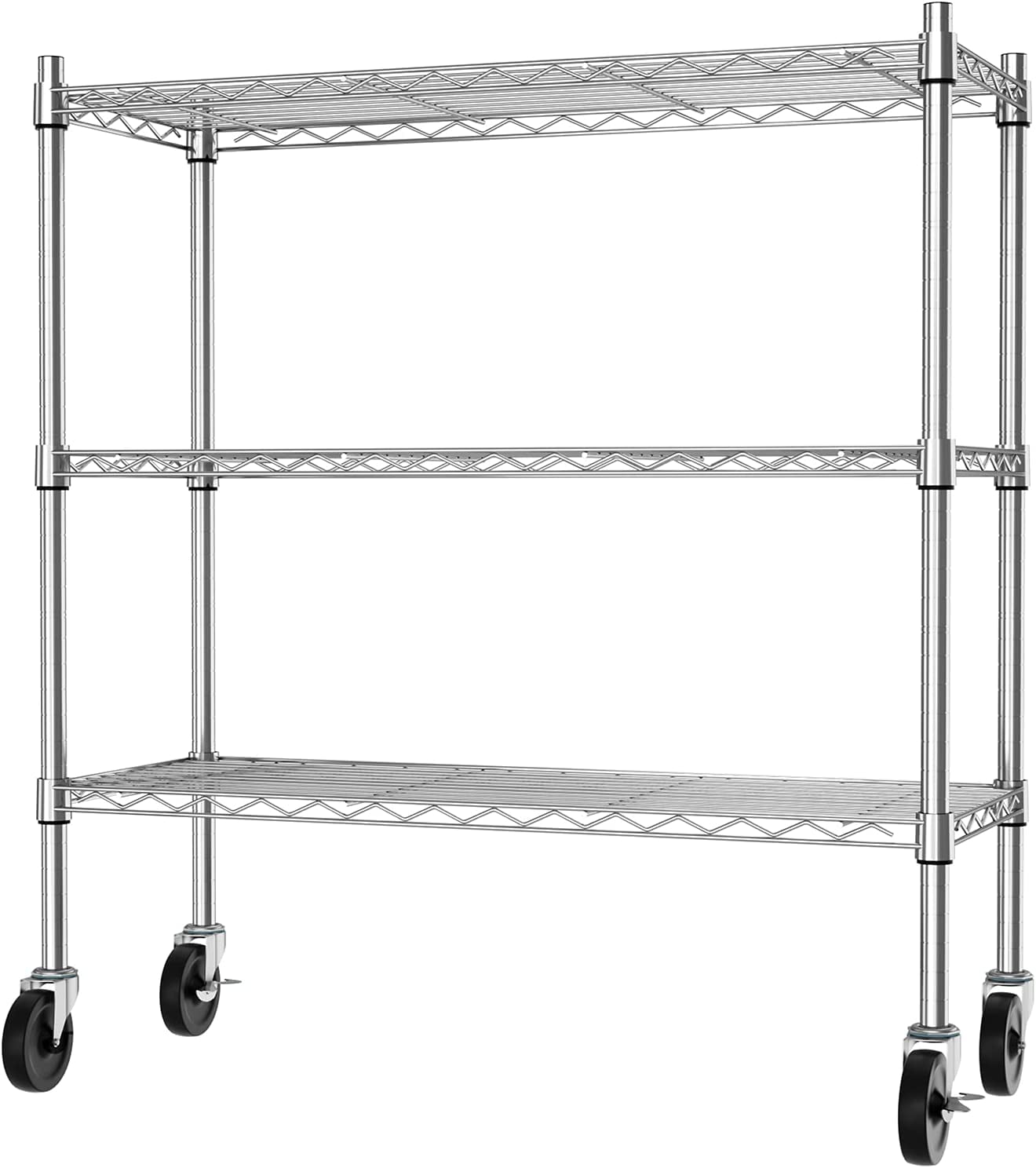 Auslar 3-Shelf Storage Shelves with Casters Heavy Duty 3-Tier Rolling ...