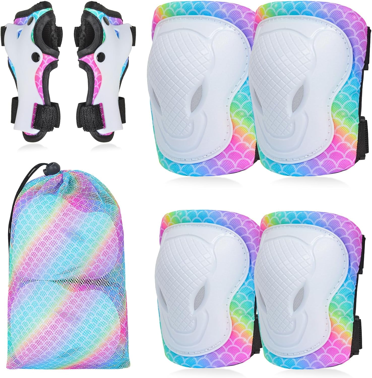 AuSletie Kids Knee Pads Elbow Pads Wrist Guards 7 in 1 Kids Skating ...