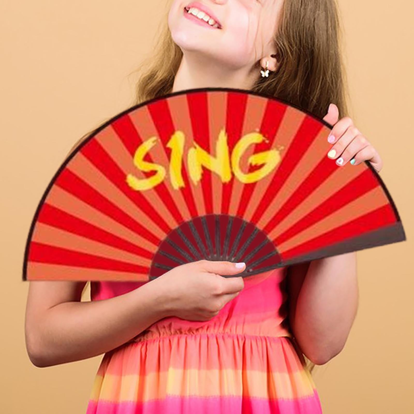 Auspicious Cloud Red Black with Words 8 Inch Bamboo Folding Fan, Silk ...