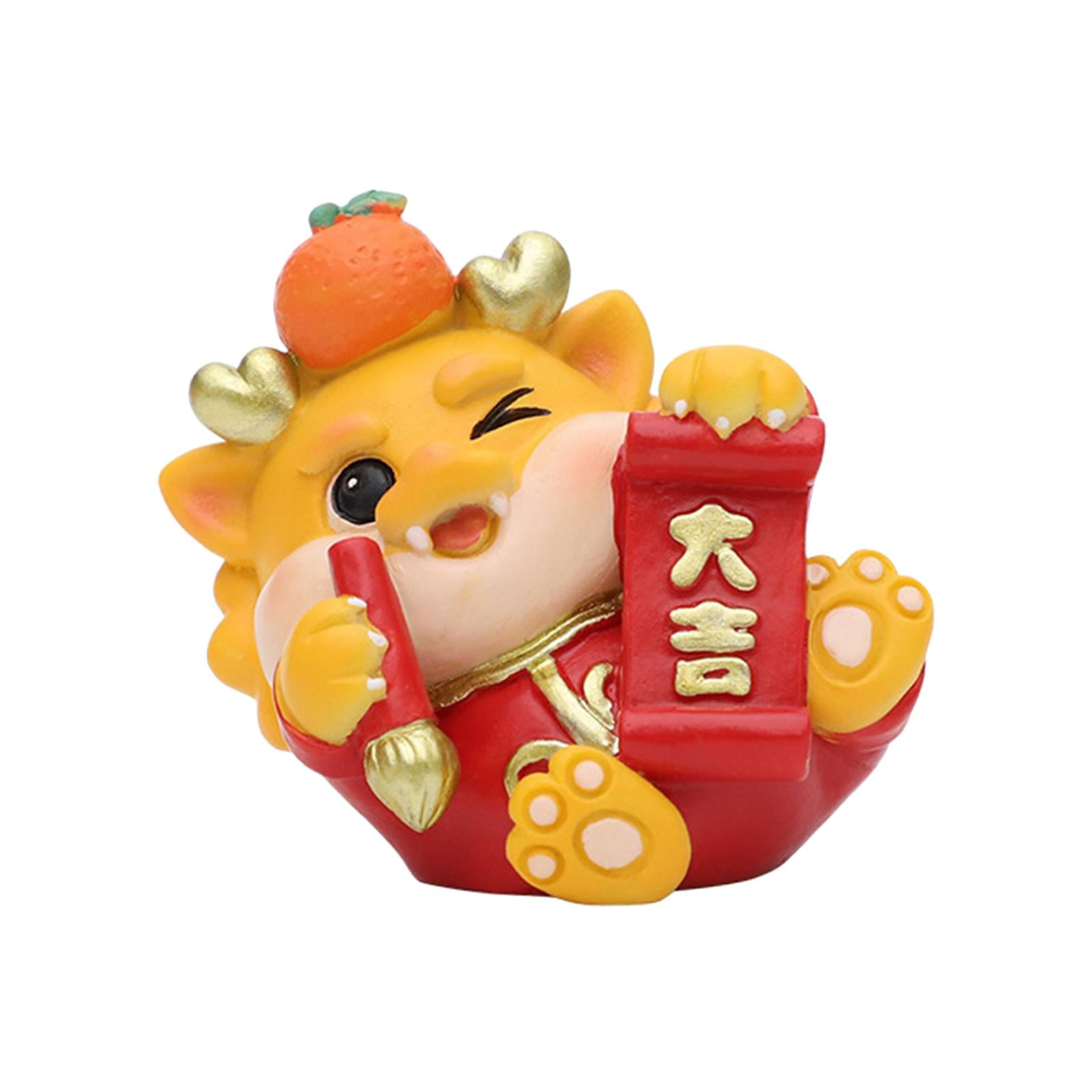 Auspicious Dragon Statue Decor Dragon Figurine Collectible Cute Desktop ...