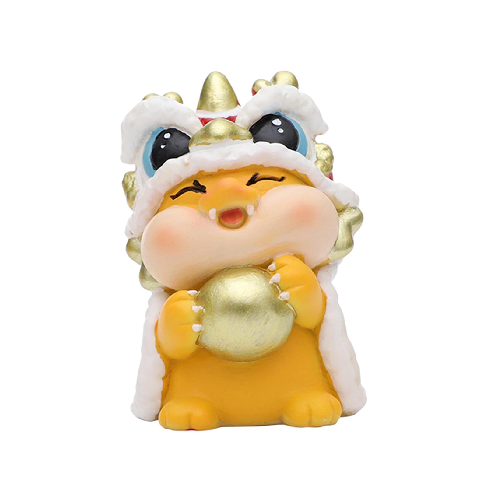 Auspicious Dragon Statue Decor Dragon Figurine Collectible Cute Desktop ...
