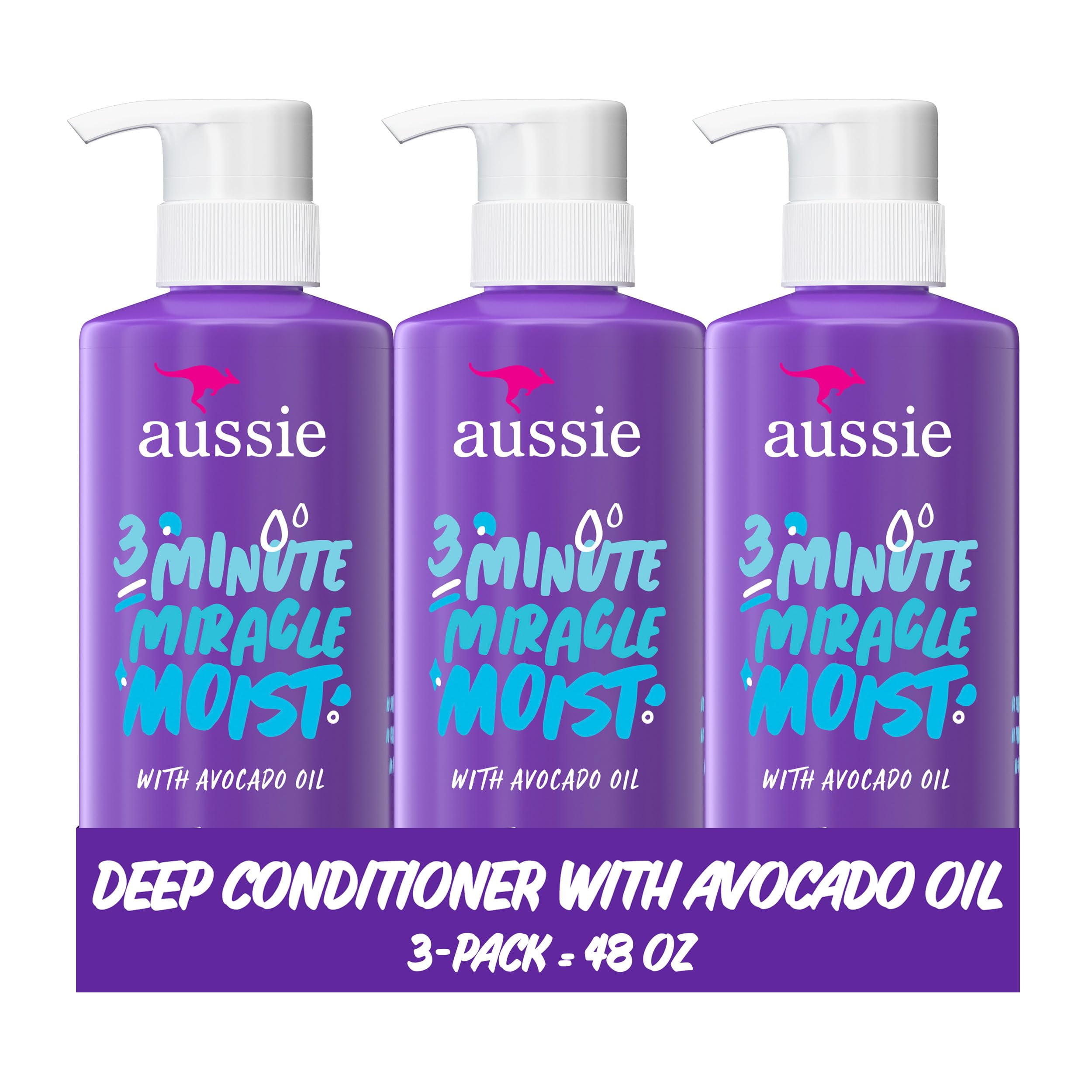 Aussie Deep Conditioner For Dry Hair with Avocado, Paraben Free, 3 ...