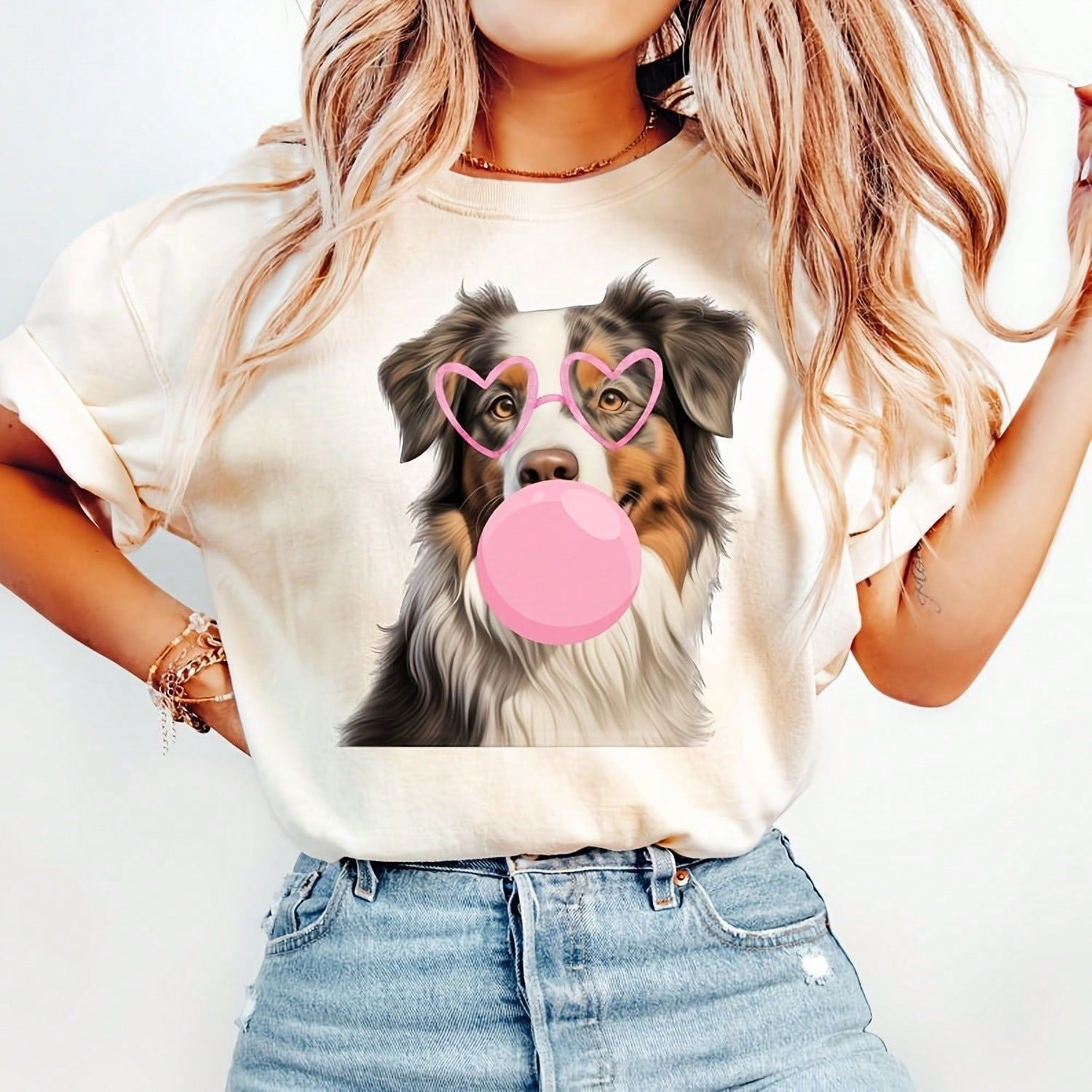 Aussie Dog Vaine Gift For Aussie Mom220G Clic Pure Cotton T-S1Hirt ...