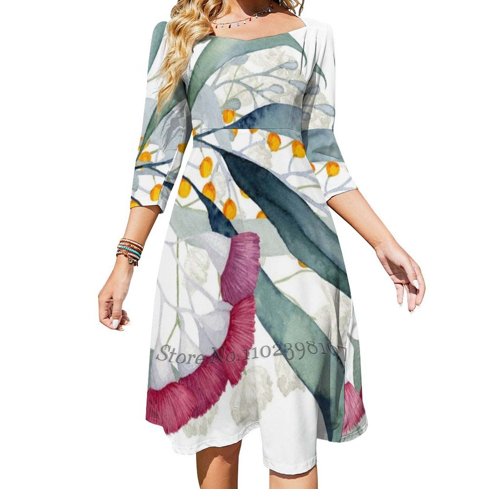 Aussie Gumtree Beauties Square Neck Dress Cute Loose Print Dresses ...
