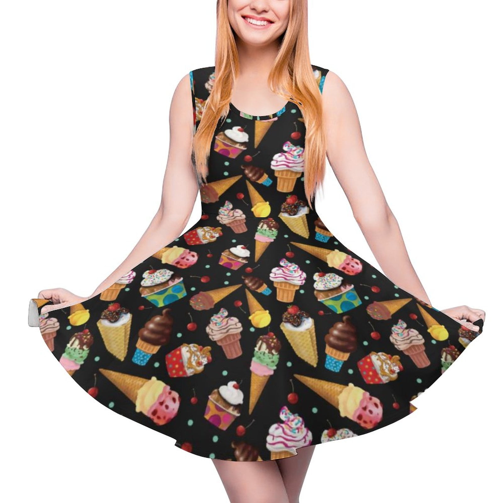 Aussie Ice Creams Dress Make Merriness Print Korean Fashion Dresses ...