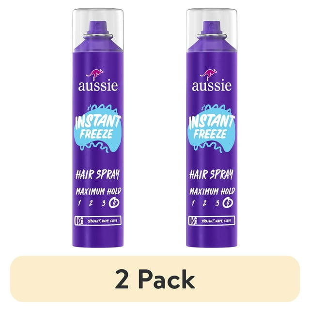 (2 pack) Aussie Instant Freeze Hair Spray for Curly Hair, Straight Hair ...