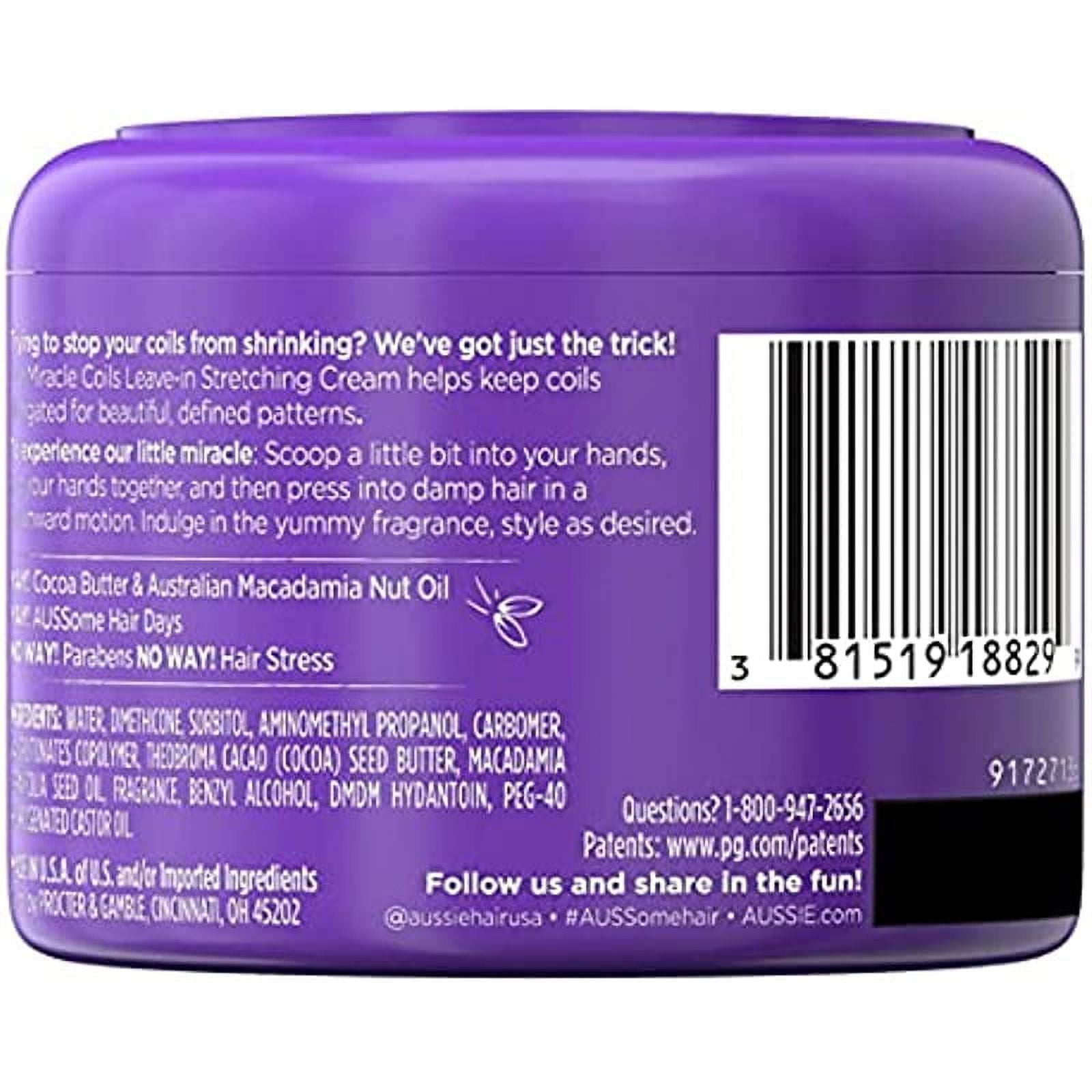 Aussie Miracle Coils Stretching Cream 7.6 Ounce Jar (225ml) (Pack of 2 ...