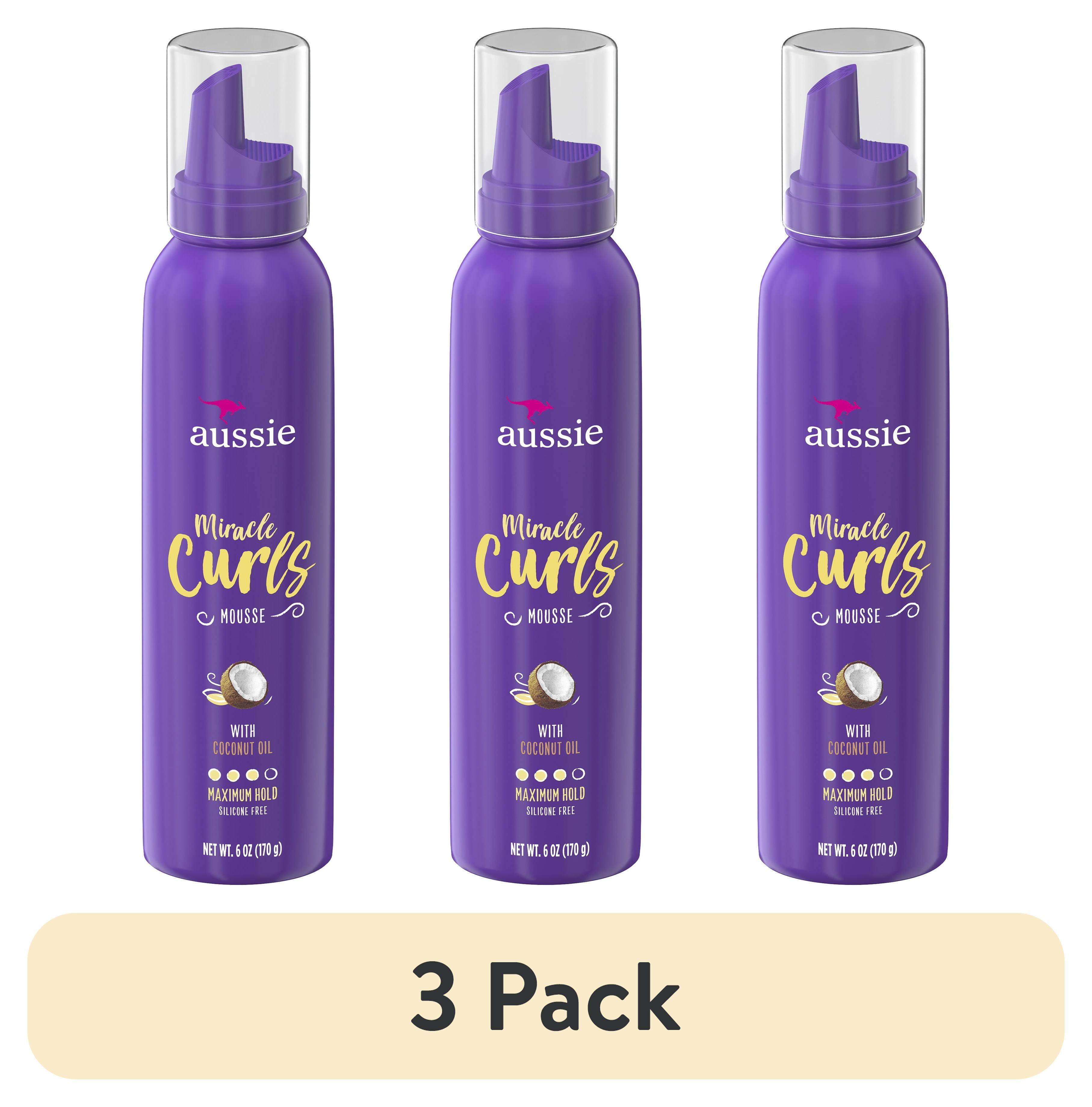 3 Pack Aussie Miracle Curls Styling Mousse With Coconut And Jojoba Oil