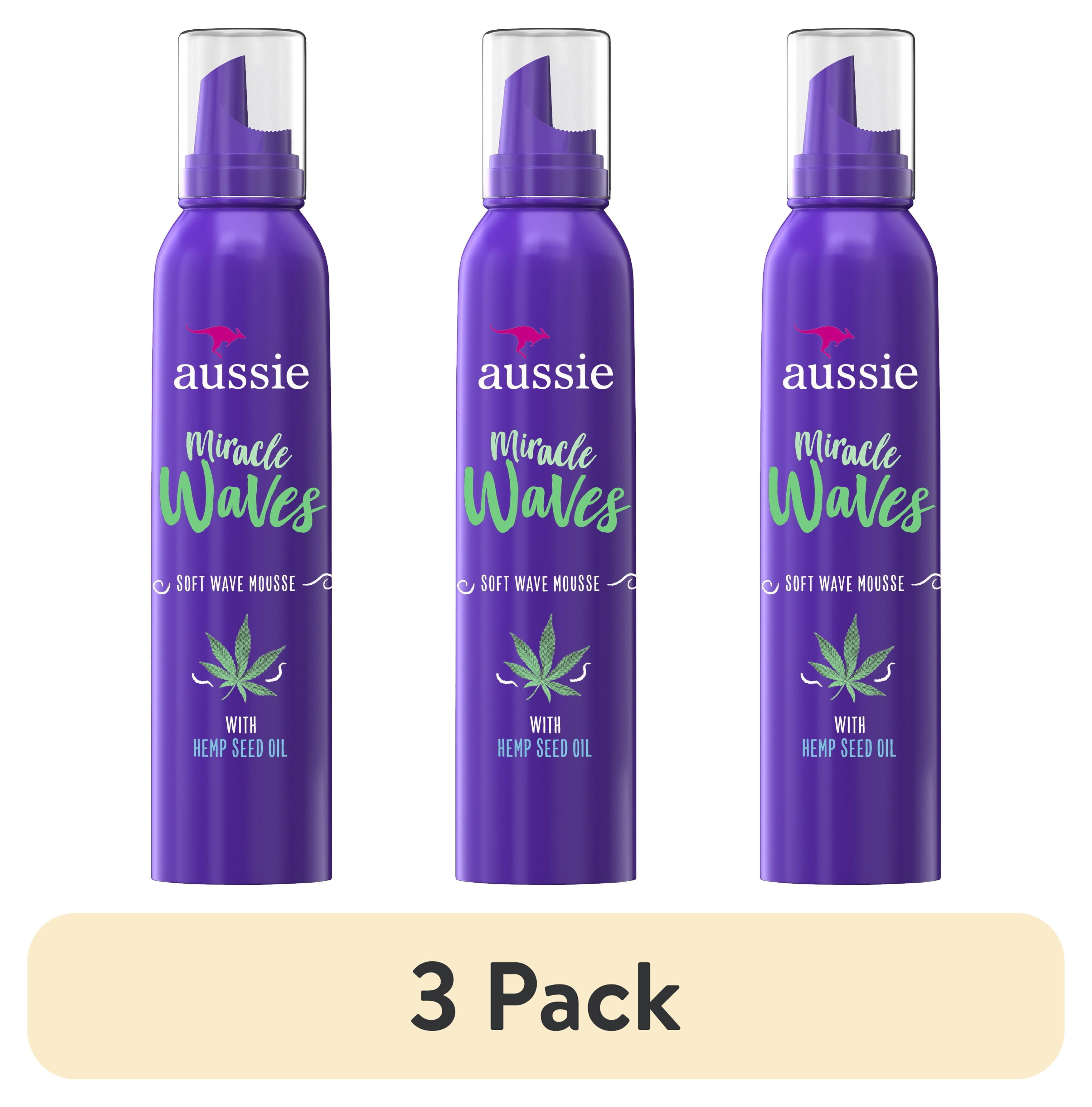 (3 pack) Aussie Miracle Waves Soft Wave Mousse with Hemp Seed Oil ...