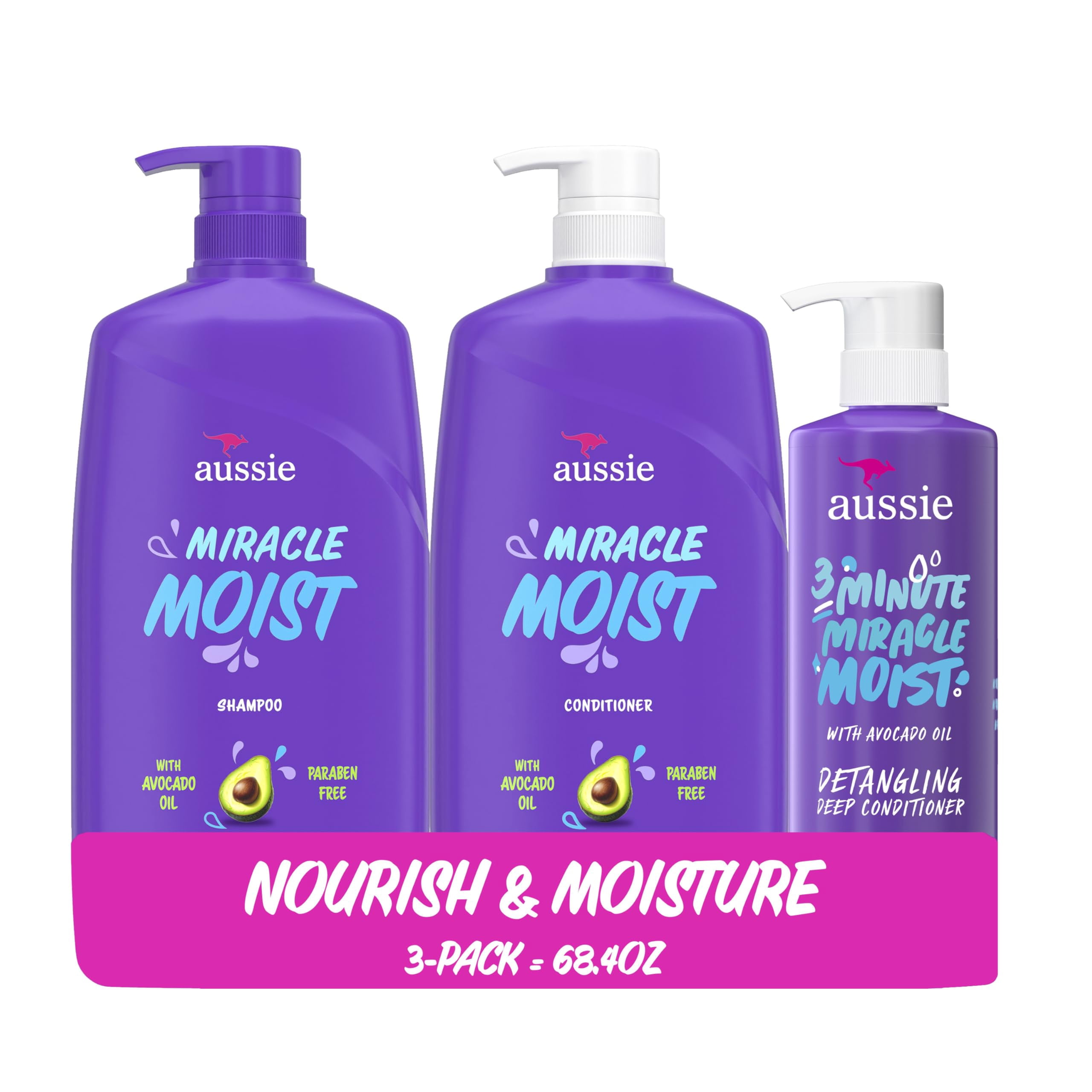 Aussie Moist Shampoo TMA2 and Conditioner with 3 Deep Conditioner ...
