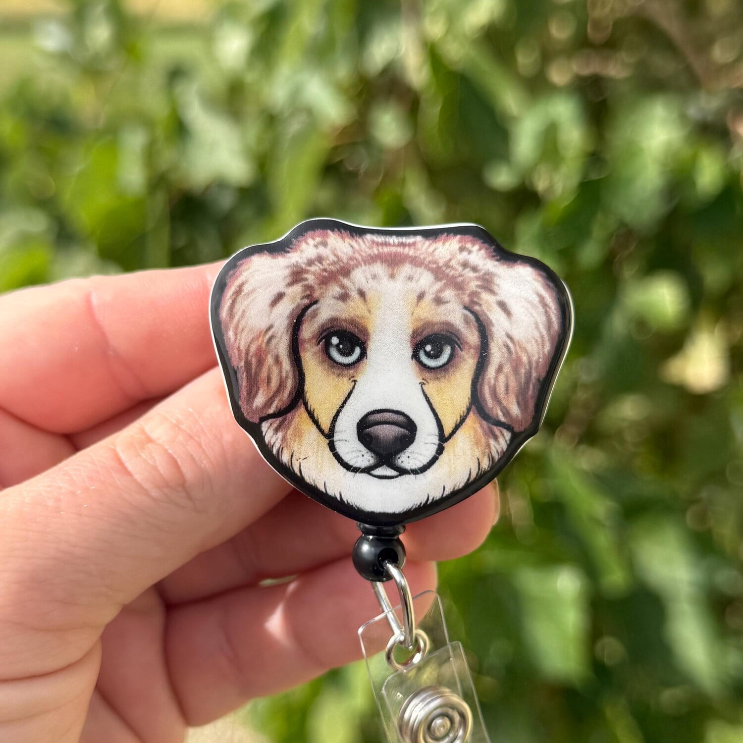 Aussie Shepherd Dog Badge Reel ID holder: Gift for Australian Lovers ...