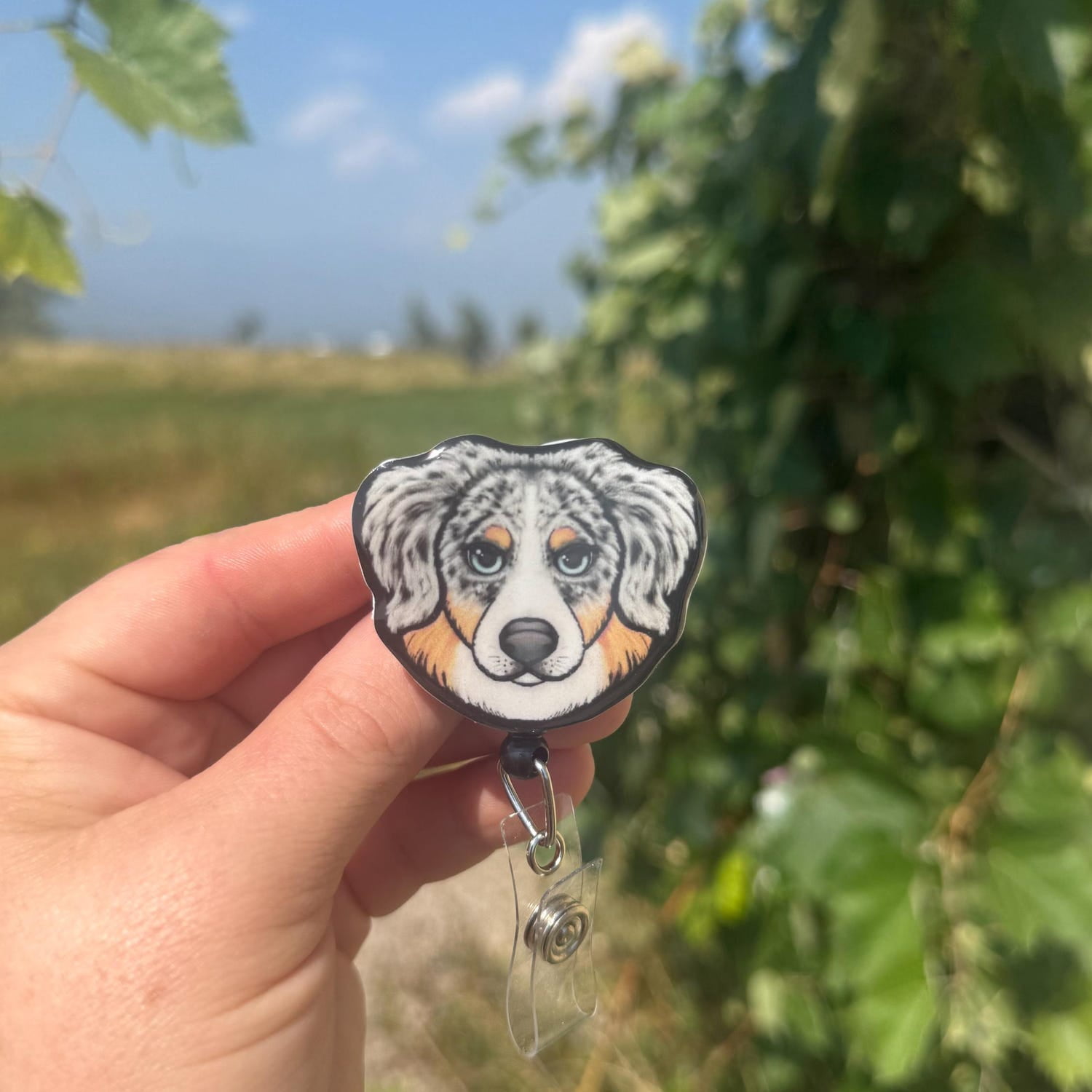 Aussie Shepherd Dog Badge Reel ID holder: Gift for Australian Lovers ...