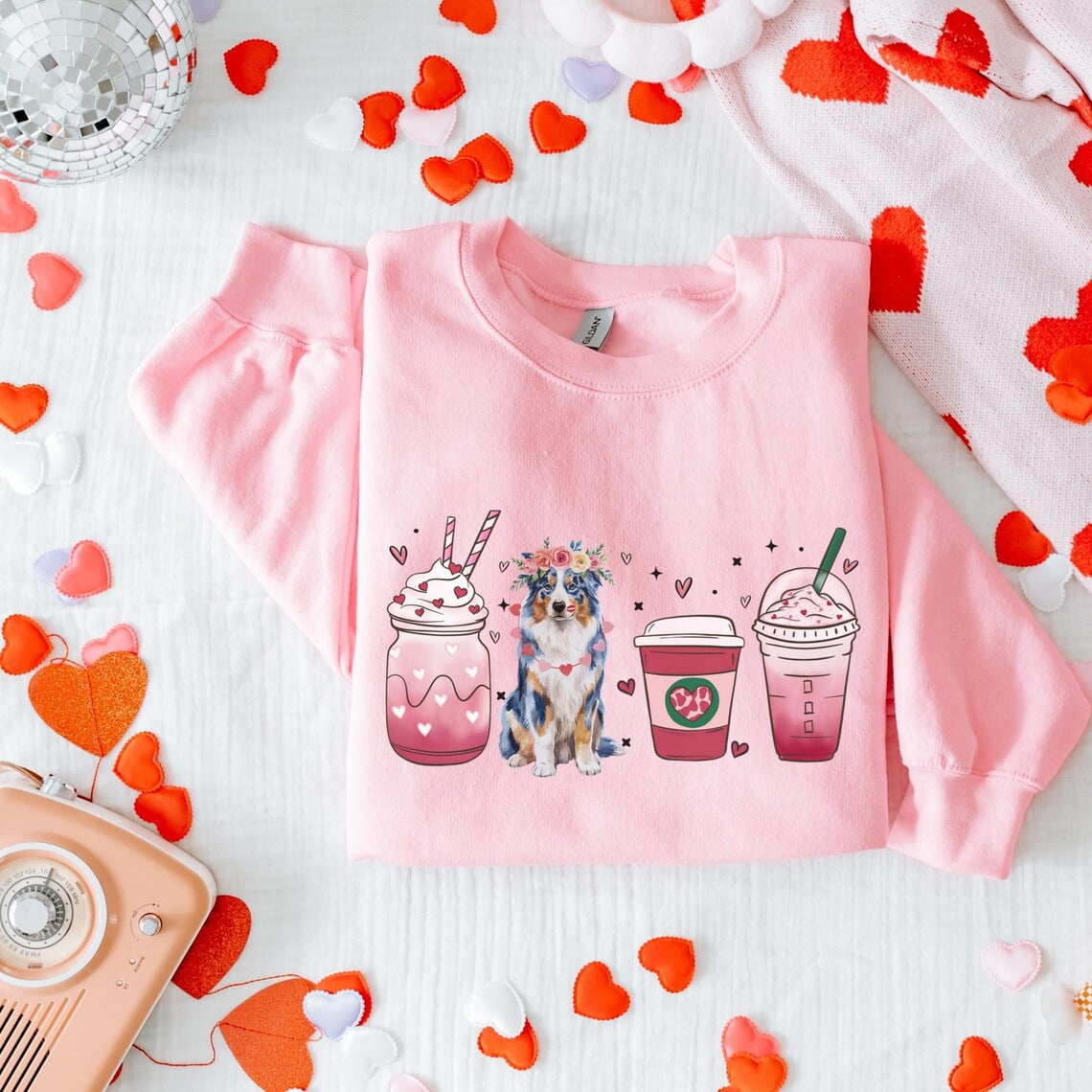 Aussie Valentines Day Sweatshirt, Coffee Australian Shepherd Sweater ...