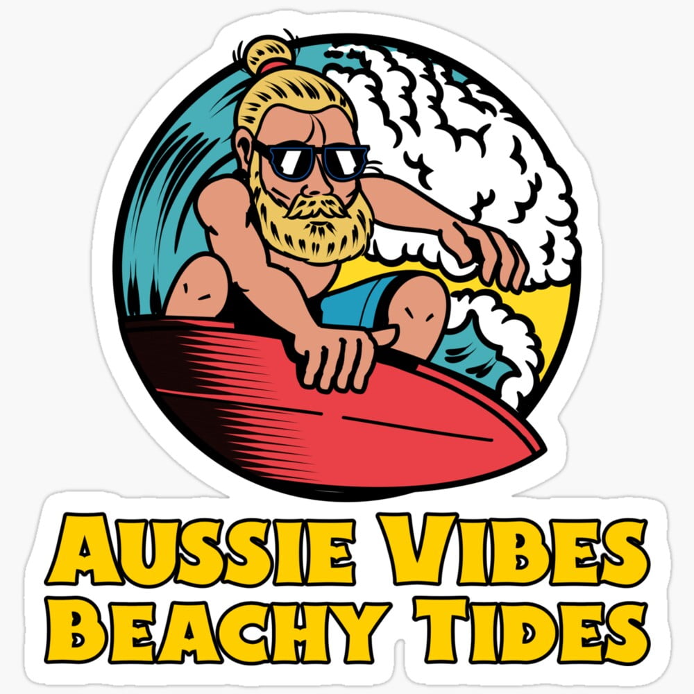 Aussie Vibes Beachy Tides Sticker Phone Decal Water Bottle Stickers Car ...