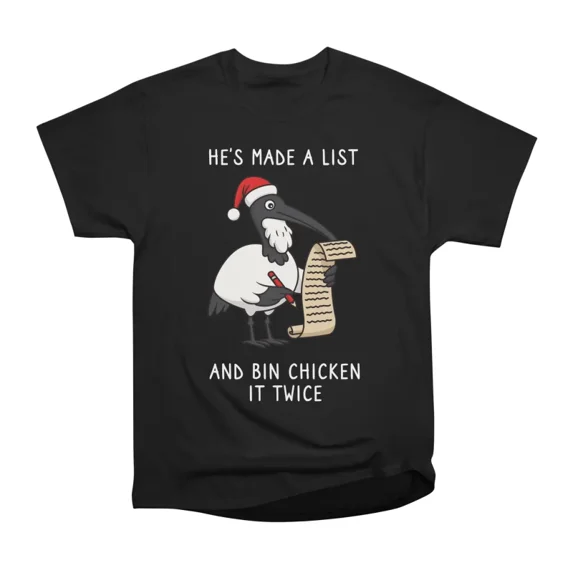 Aussie bin chicken Funny Australian Christmas Design Hes made a list ...