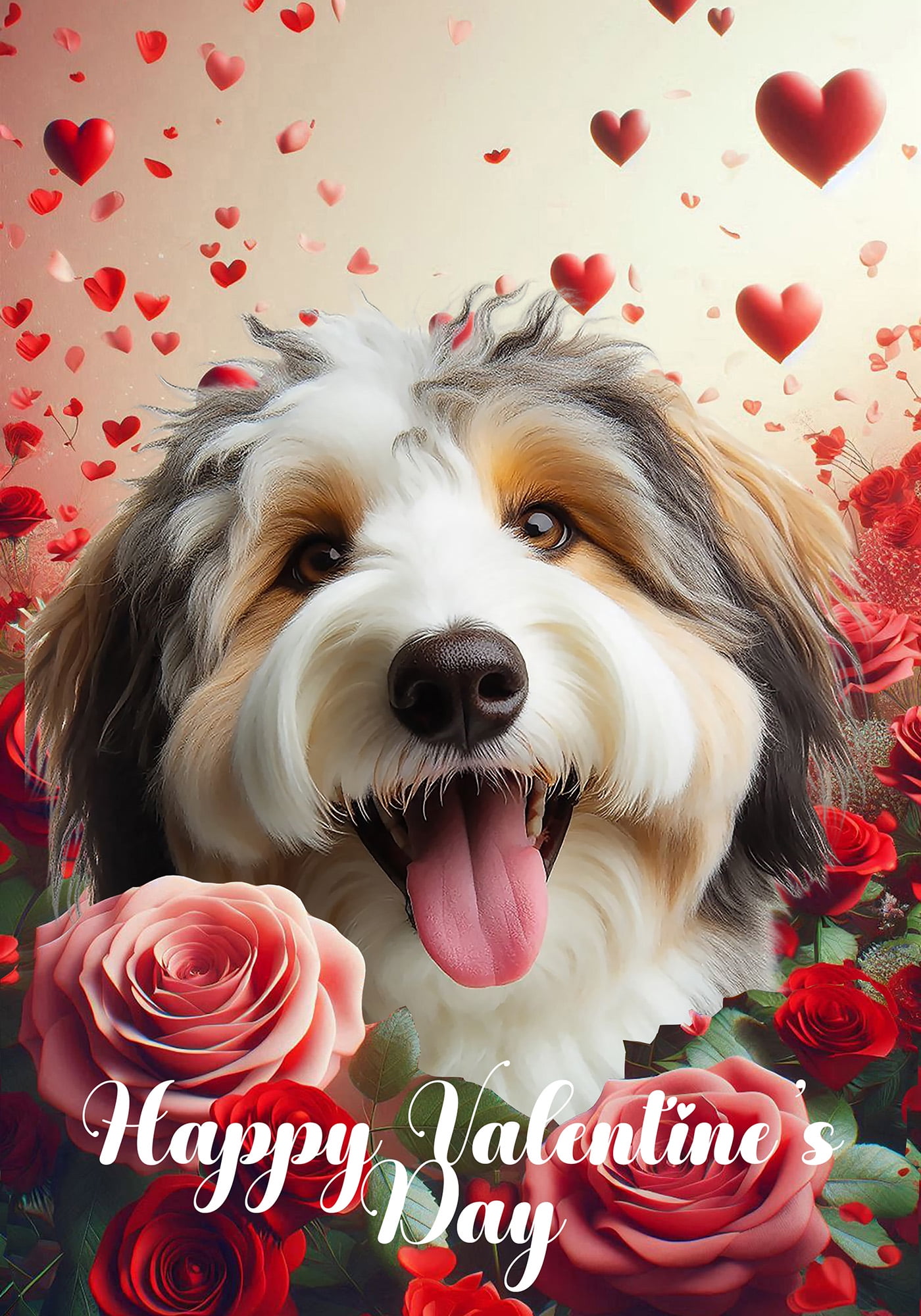Aussiedoodle - Best of Breed Valentines Day Outdoor House Flag 28" x 40 ...