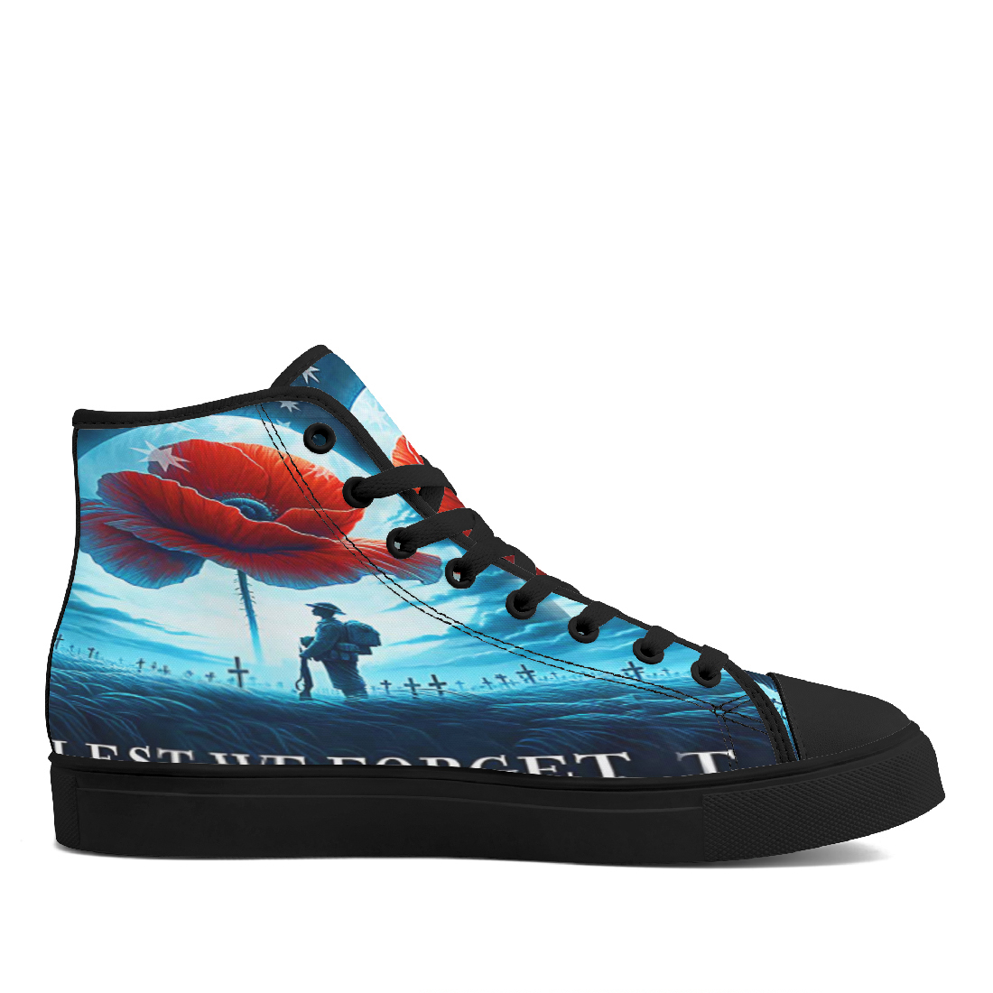 Austalia Anzac Day Lest We Forget High Top Canvas Shoes Sneakers Black ...