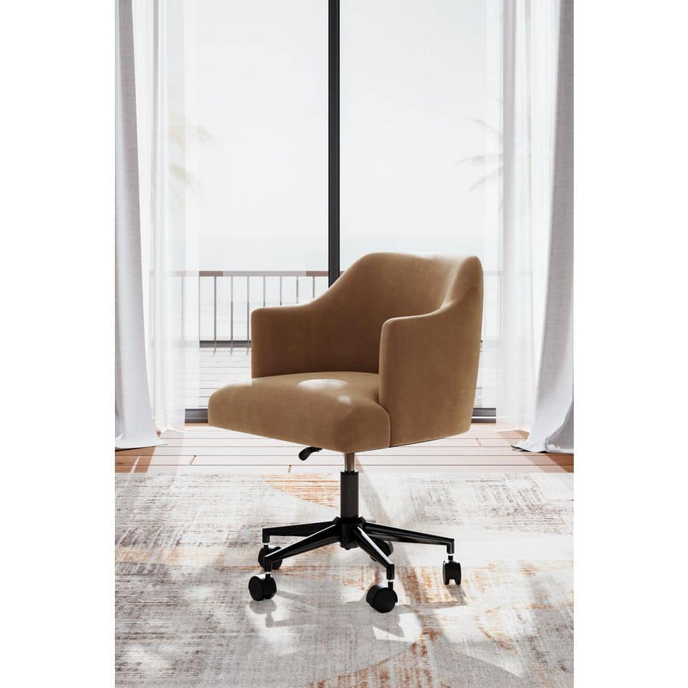 Austanny Velvet Swivel Drafting Chairs in Brown with Arms - Walmart.com