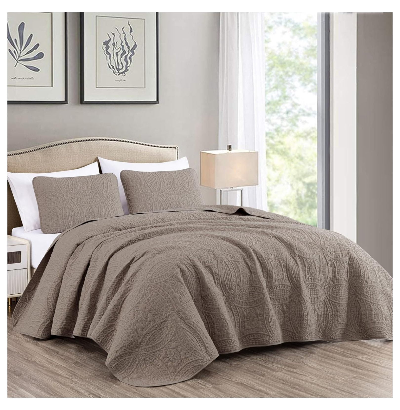 Austin 3-Piece Oversized Bedspread Coverlet Set (King, Taupe) - Walmart.com