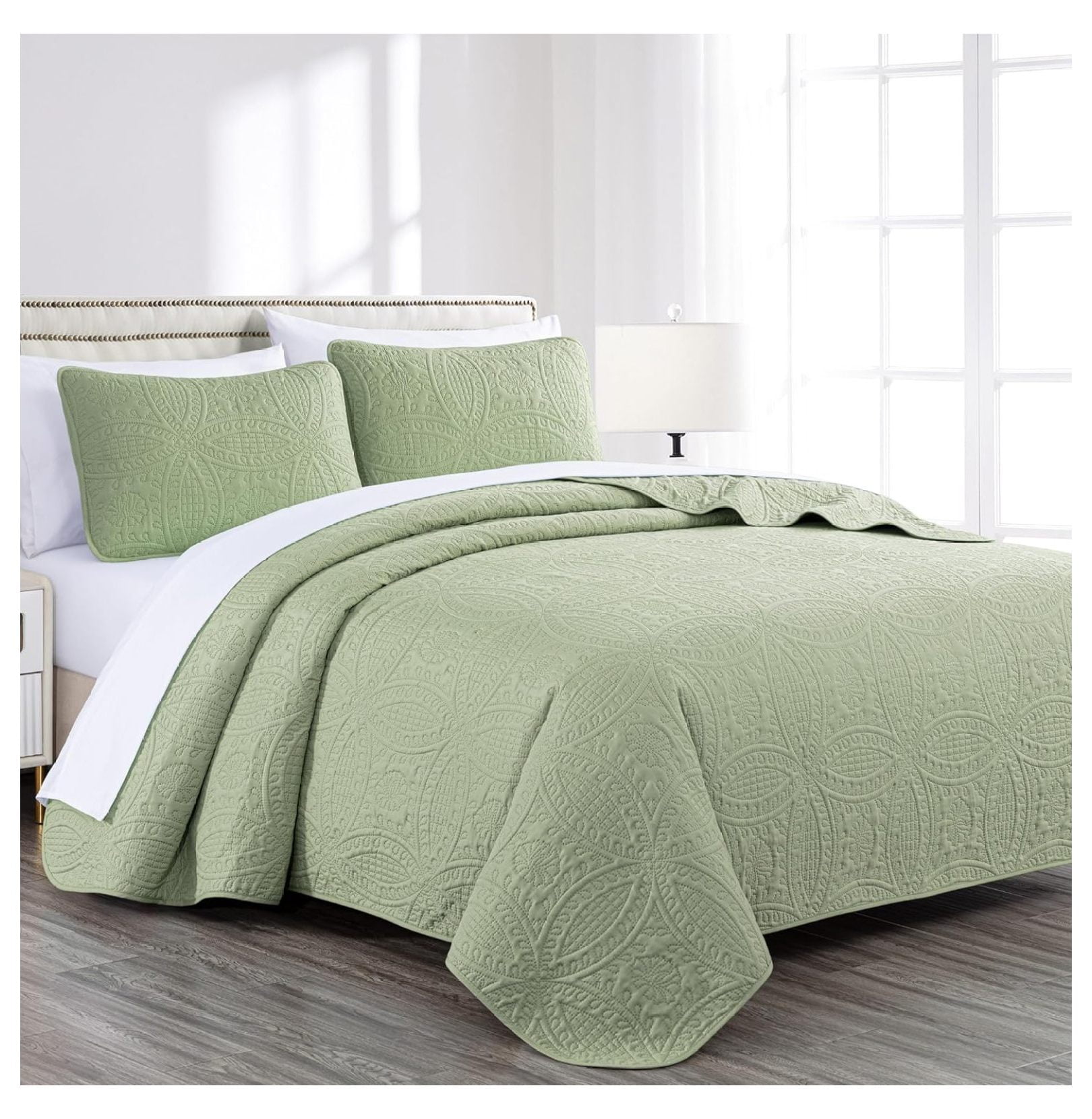 Austin 3-piece Oversized Bedspread Coverlet Set (Queen, Sage) - Walmart.com