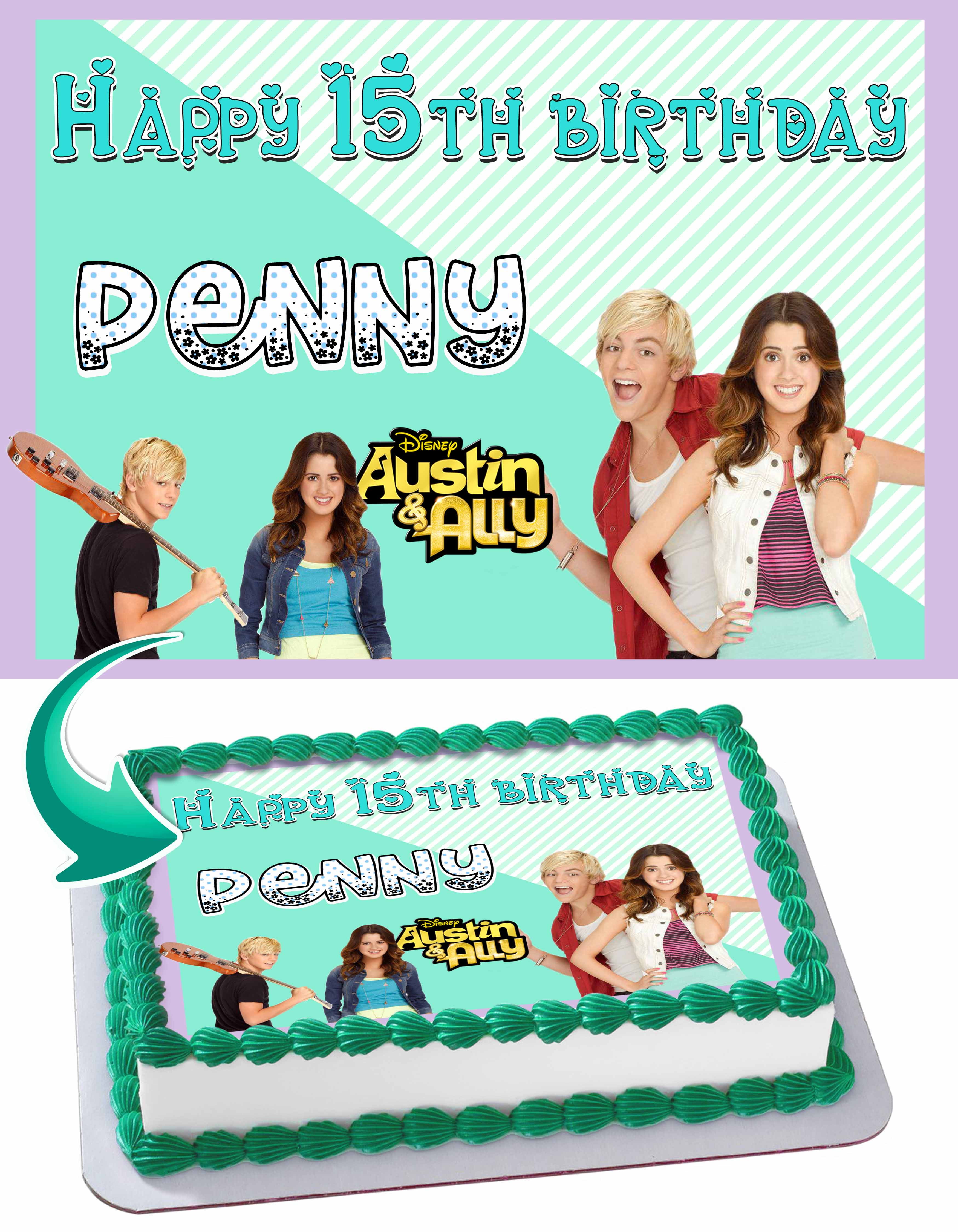 Austin Ally Edible Image Cake Topper Personalized Birthday Sheet ...