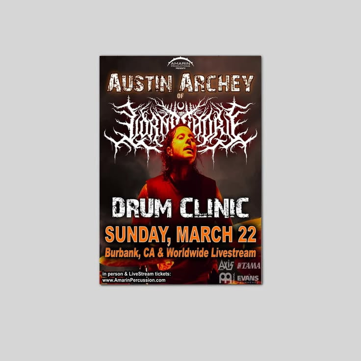 Austin Archey Drum Clinc March 2026 Poster Size 24''x36'' Goldengate ...