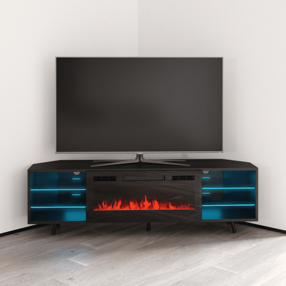 Austin BL-EF Corner Fireplace TV Stand for TVs up to 70", Modern High ...