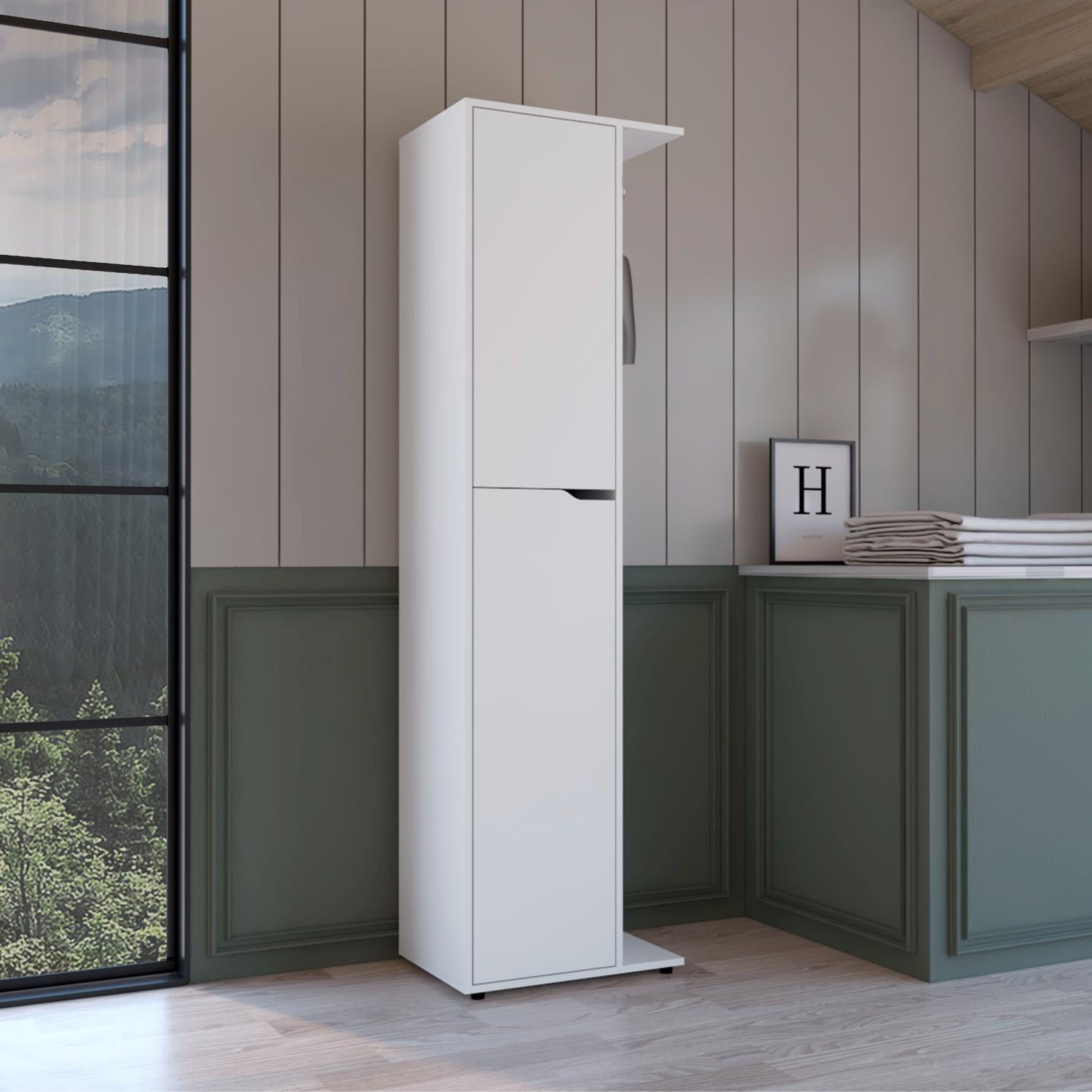 TUHOME Austin Broom Cabinet with Tall Narrow Shelves for Organized ...