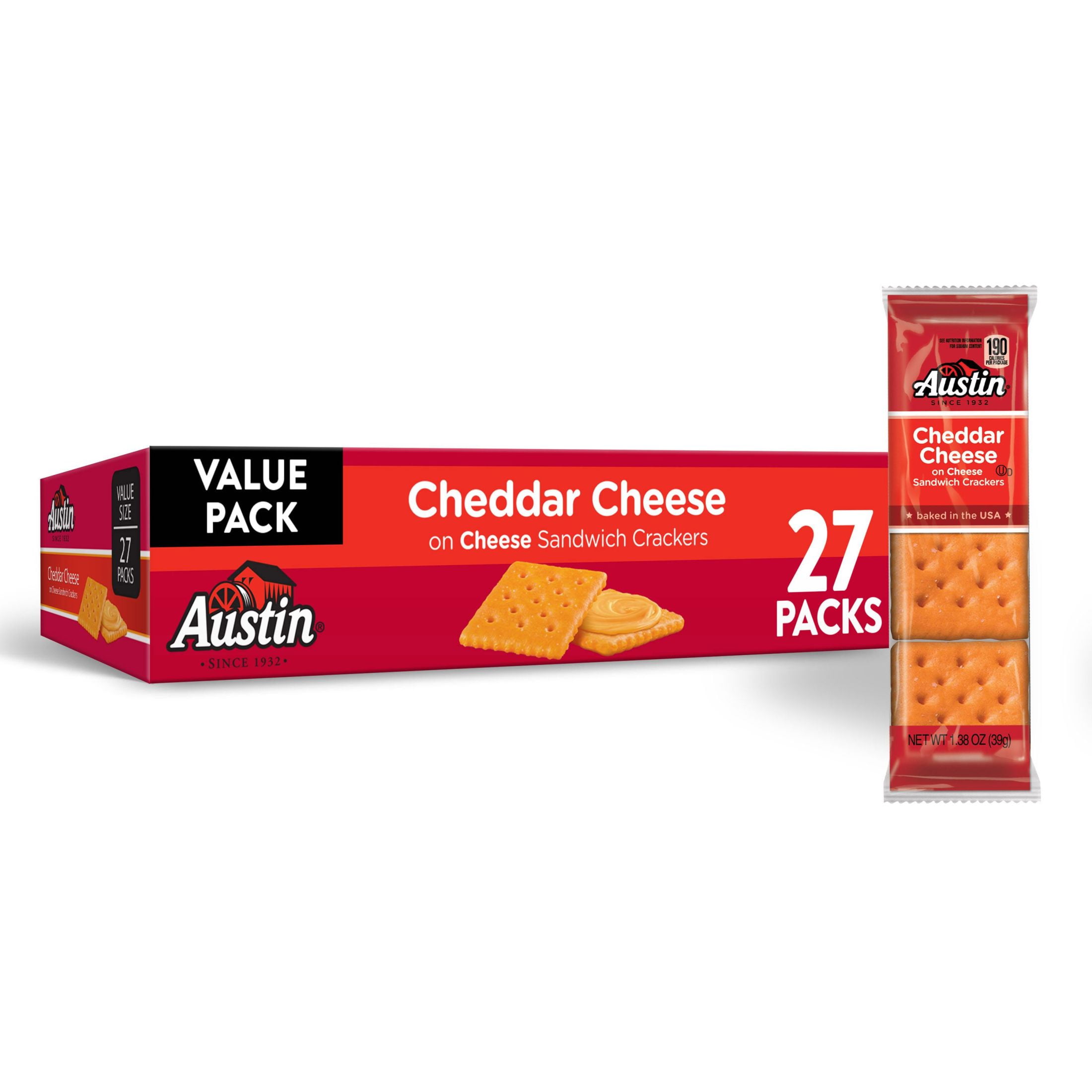 Austin Cheddar Cheese on Cheese Sandwich Crackers, Single Serve Snack ...