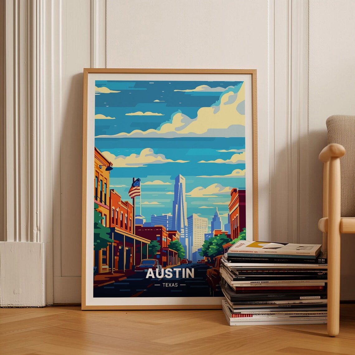 Austin Cityscape Travel Poster, Texas Inspired Wall Art, Home Decor ...