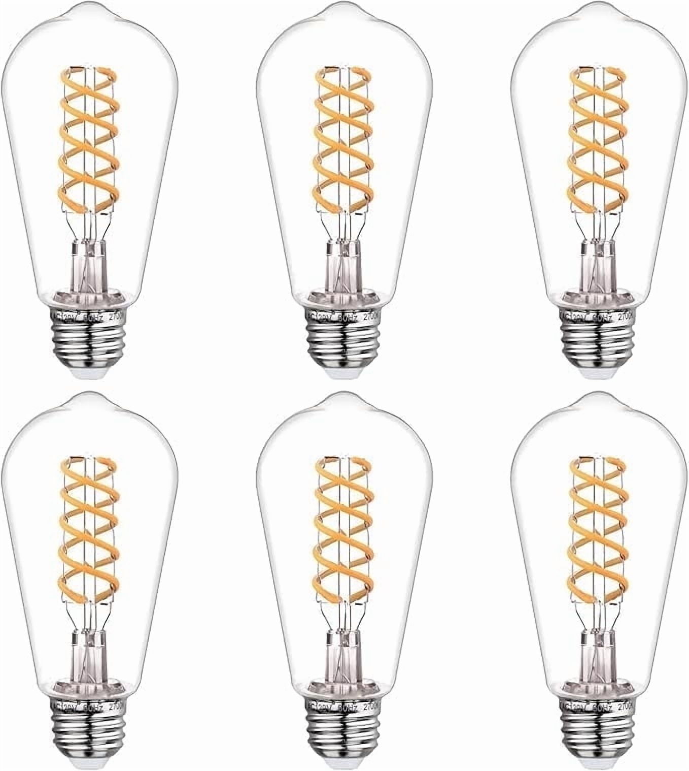 Austin Coast 6-Pack ST58 LED Bulbs, 6W (60W Equivalent), Warm White ...