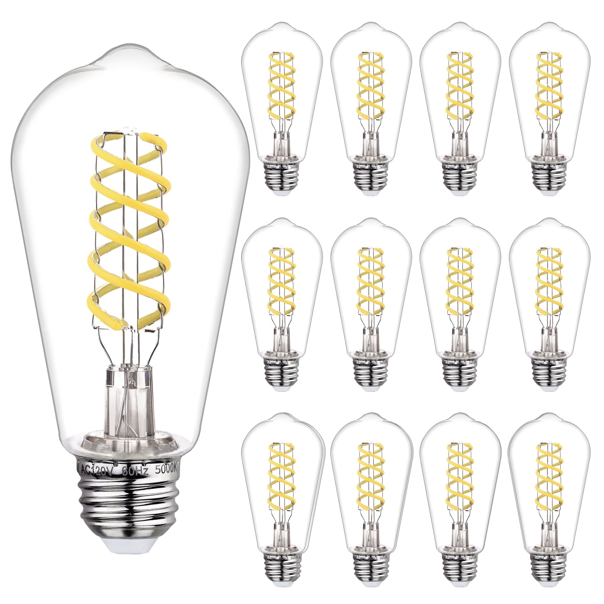 Austin Coast 12-Pack ST58 LED Bulbs, 6W (60W Equivalent), Daylight ...