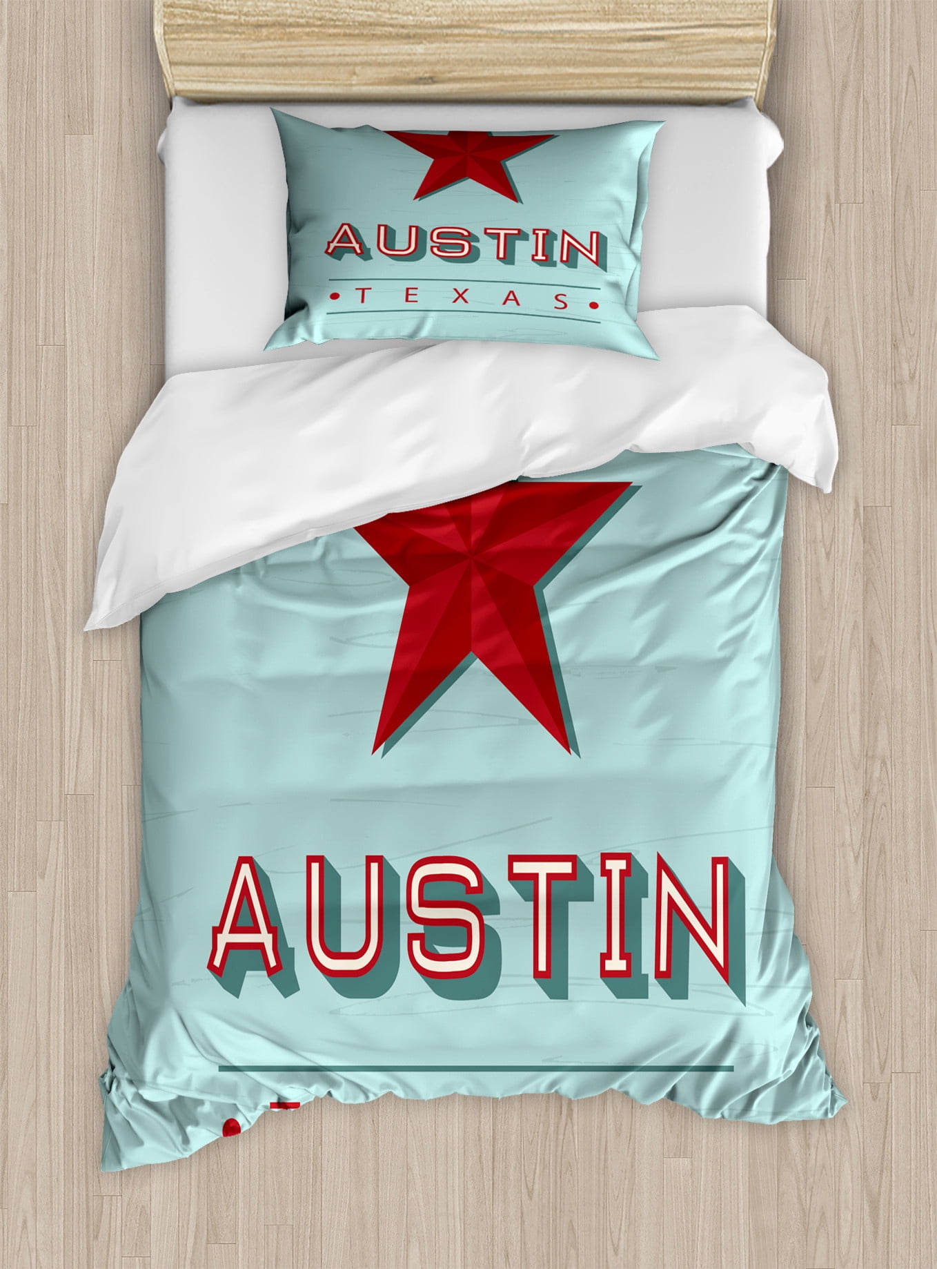 Austin Duvet Cover Set, Texas Wording with a Star State Country ...