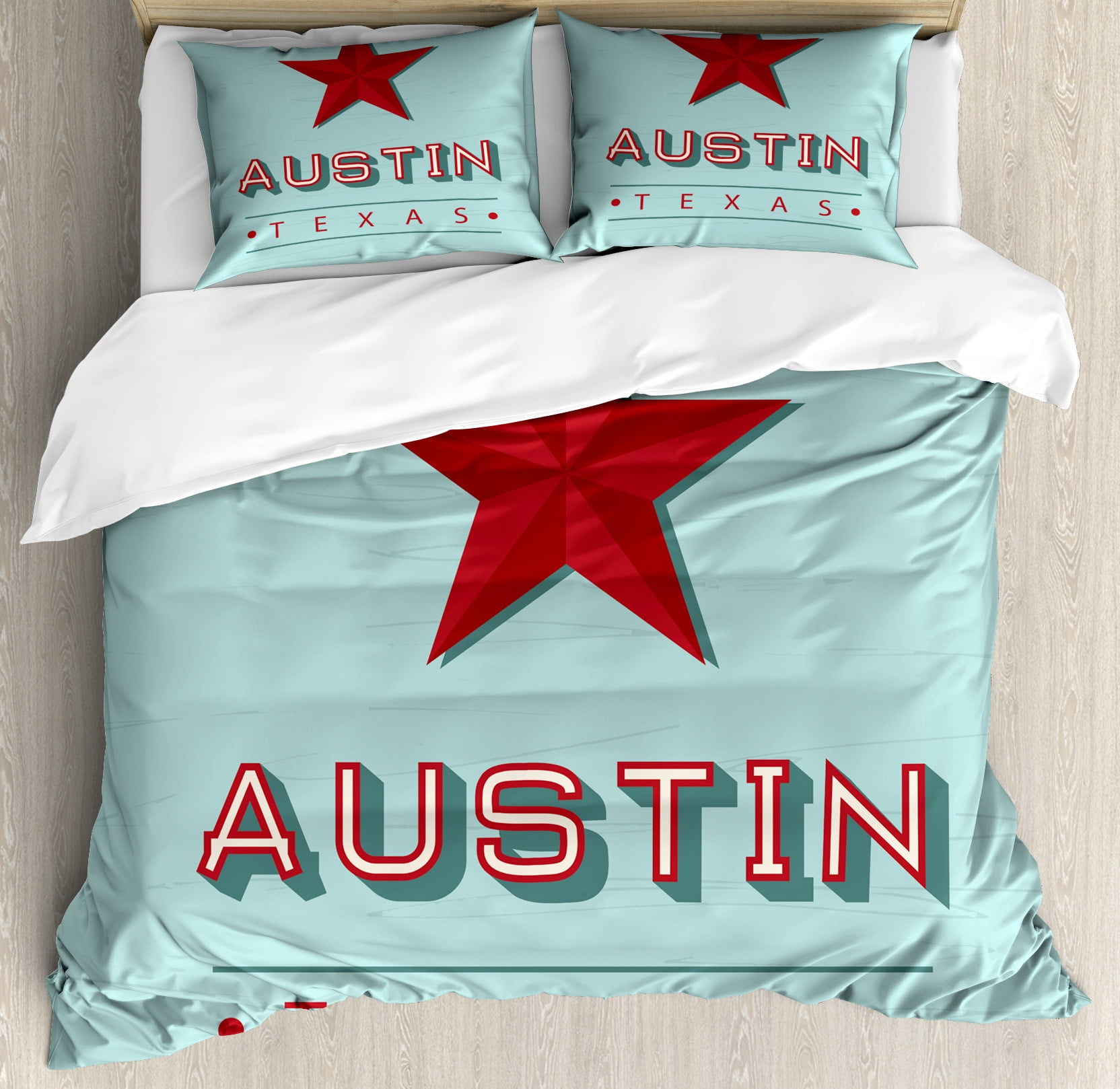 Austin Duvet Cover Set, Texas Wording with a Star State Country ...