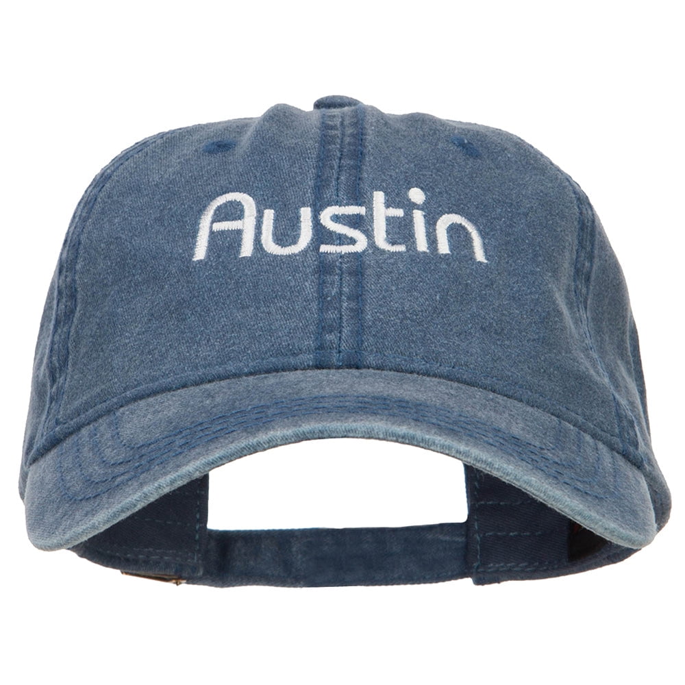 Austin Embroidered Washed Buckled Cap - Navy OSFM - Walmart.com