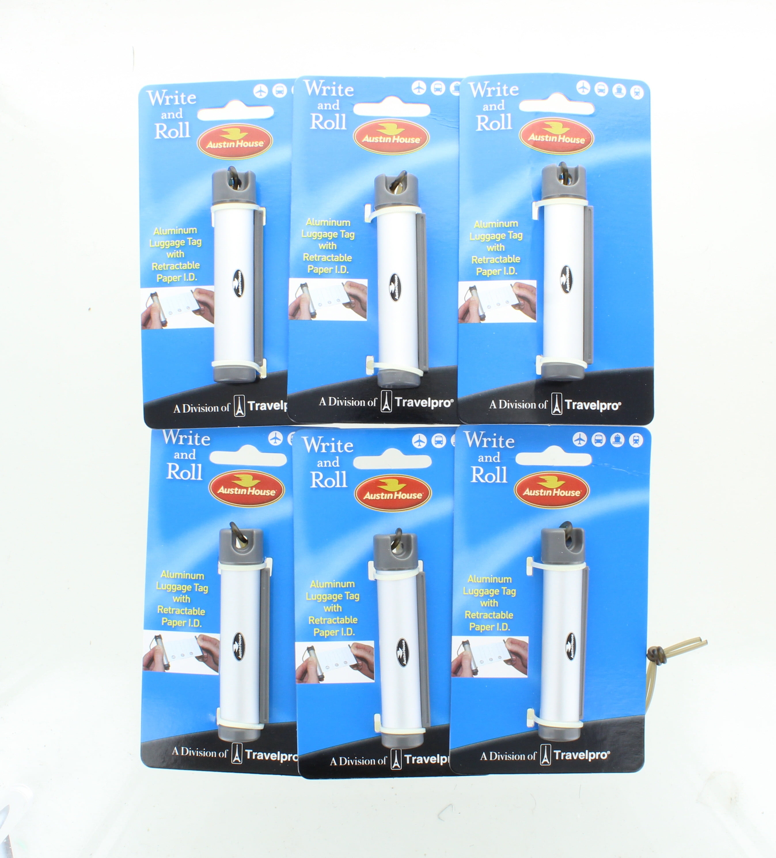 Austin House Write & Roll Aluminum Luggage Tag Retractable Paper ID Set ...