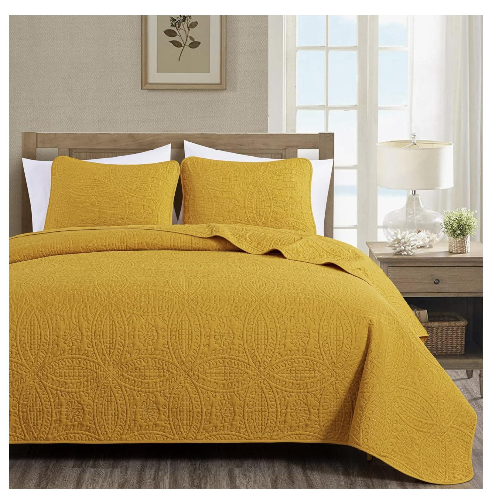 Austin King Bedspread Set 3-Piece Pinsonic Quilted Oversized Bedspread ...